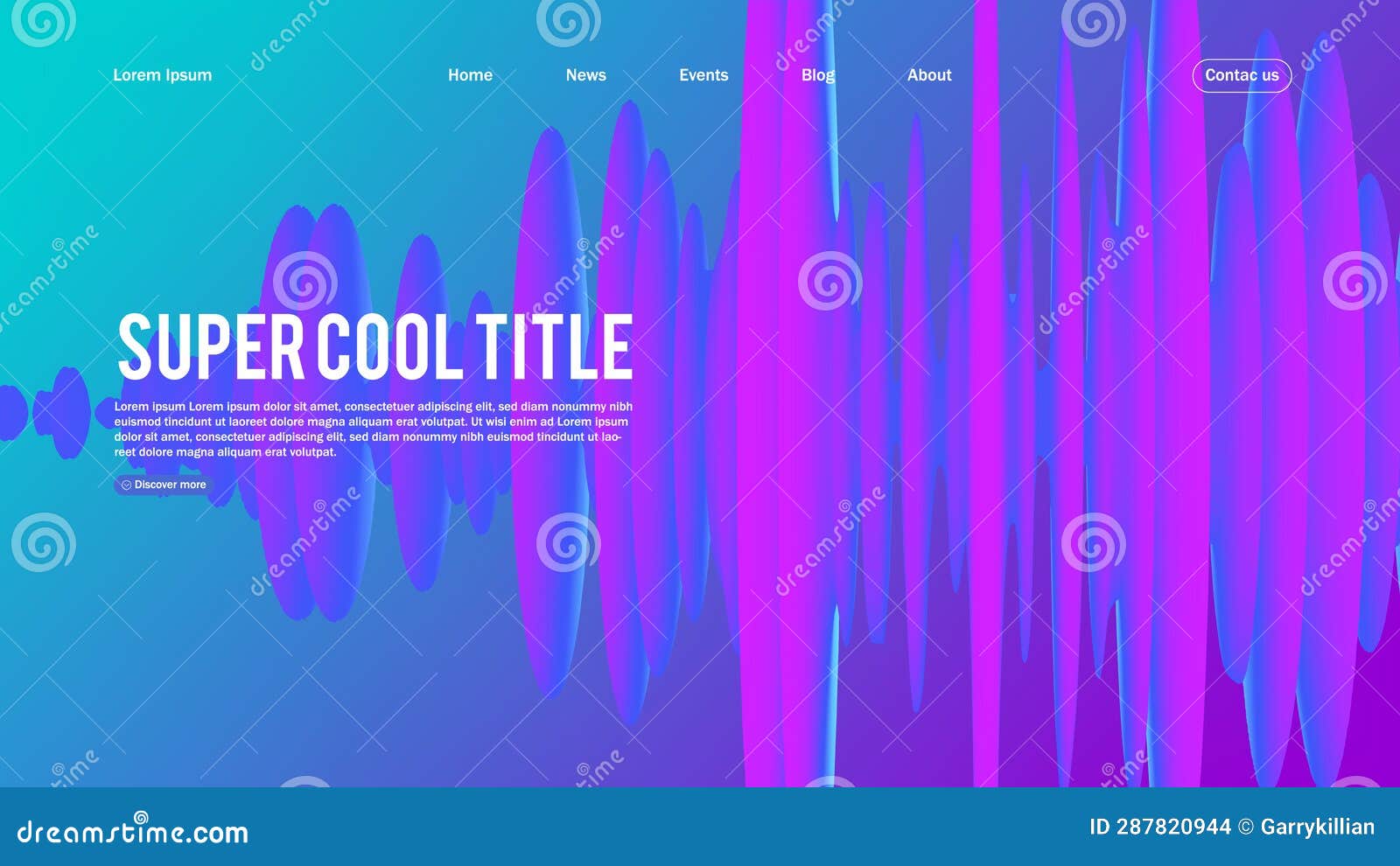 Landing Page Abstract Design with Sound Wave. Template for Website or ...