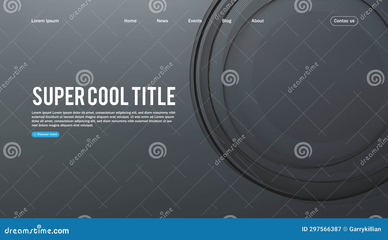 Landing Page Abstract Design with Sphere Element. Template for Website ...