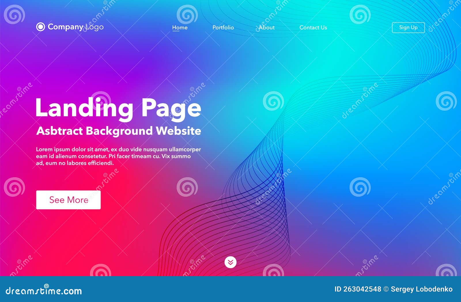 Landing Page. Abstract Wave Background Website. Template for Websites ...