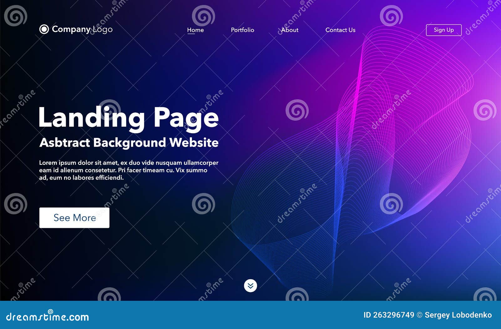 Landing Page. Abstract Wave Background Website. Template for Websites ...