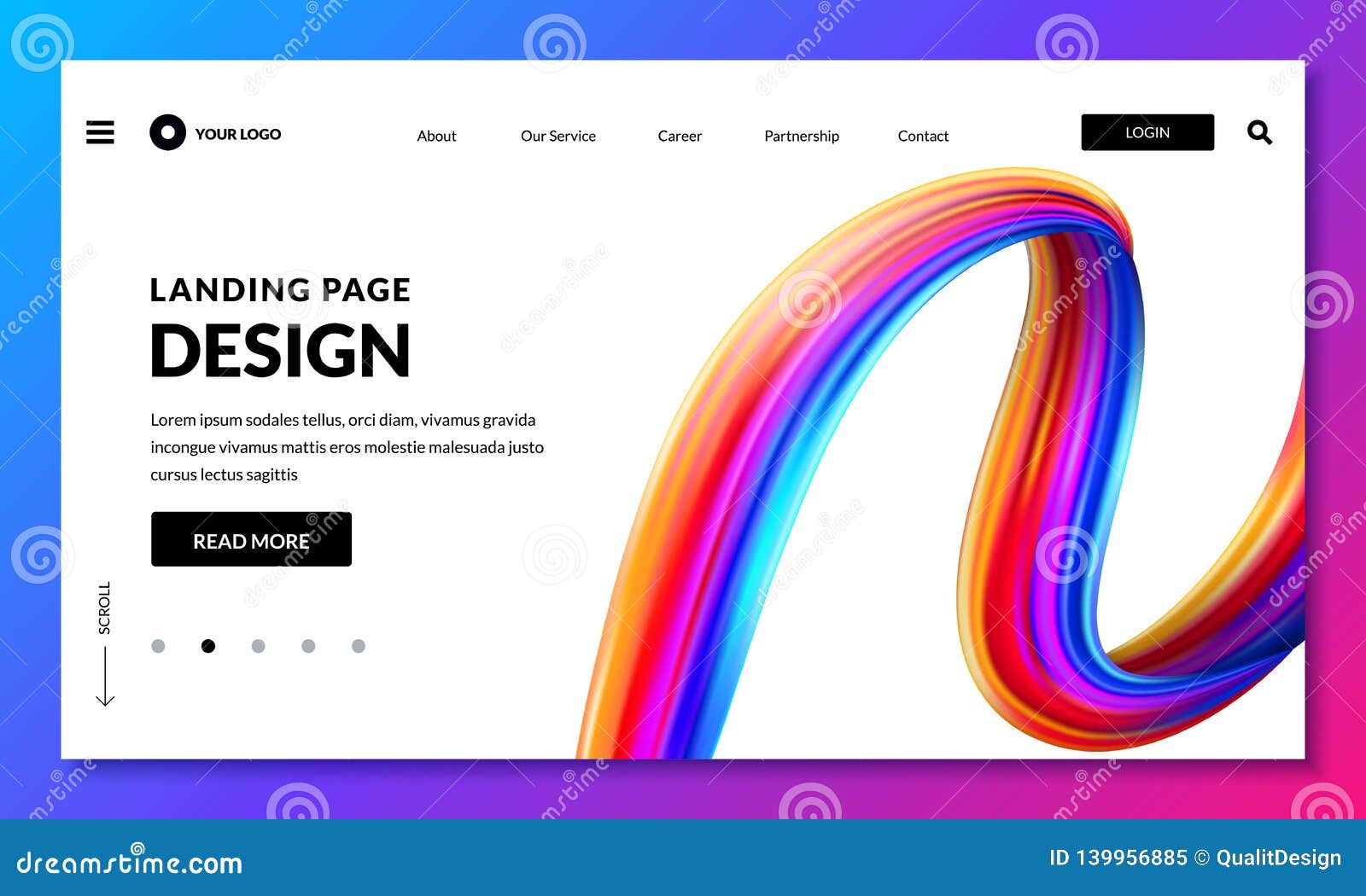 Landing Page Banner Template. Website Interface with Gradient Paint ...