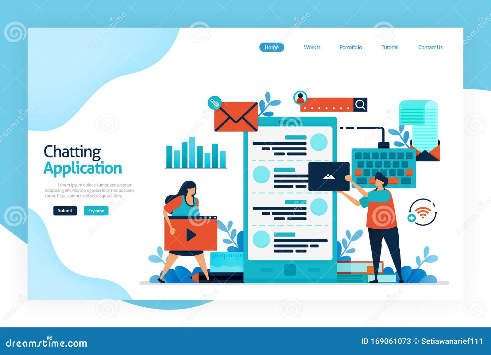 Landing Page of Chatting Application. Social Messaging Apps Stock ...