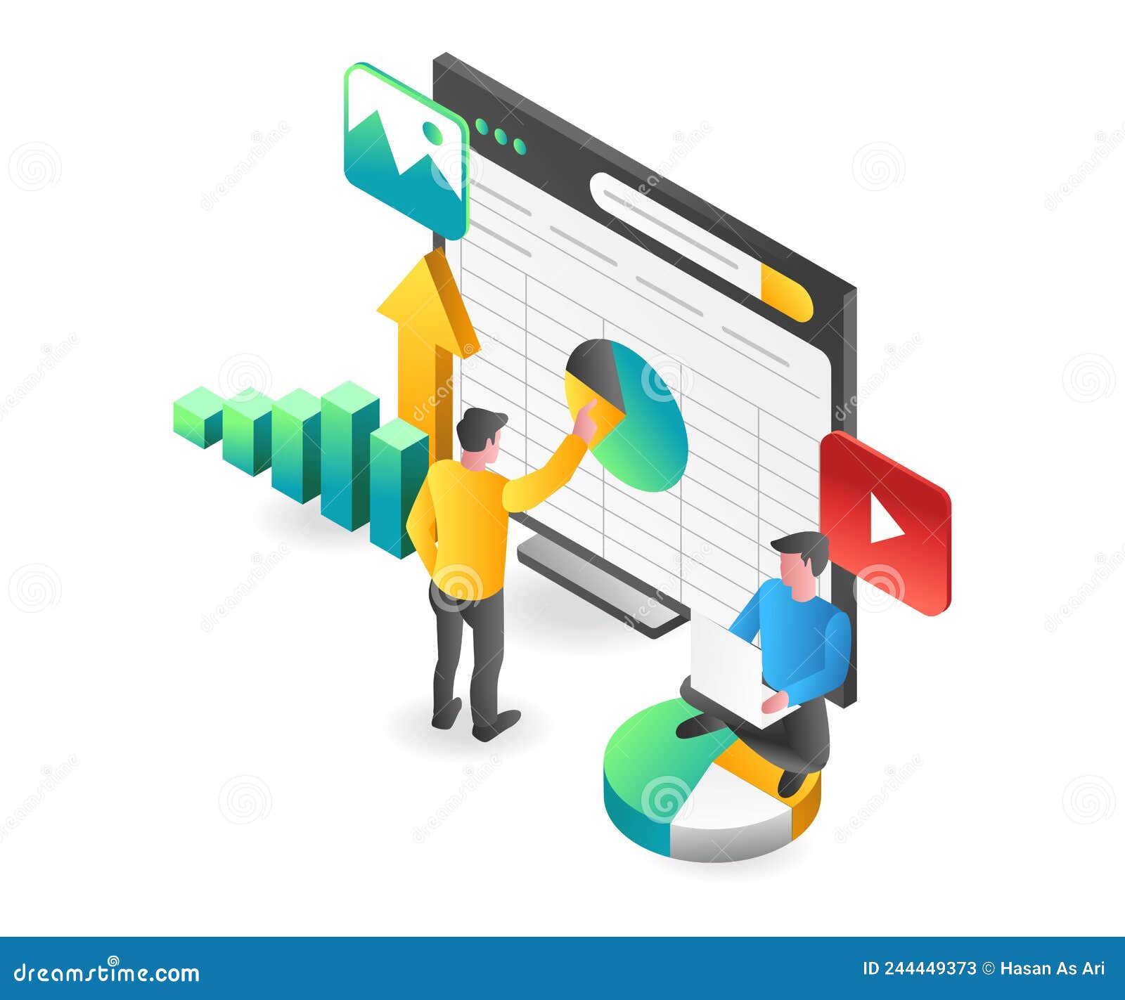 Landing Page Concept Flat Isometric Illustration. Excel Program ...