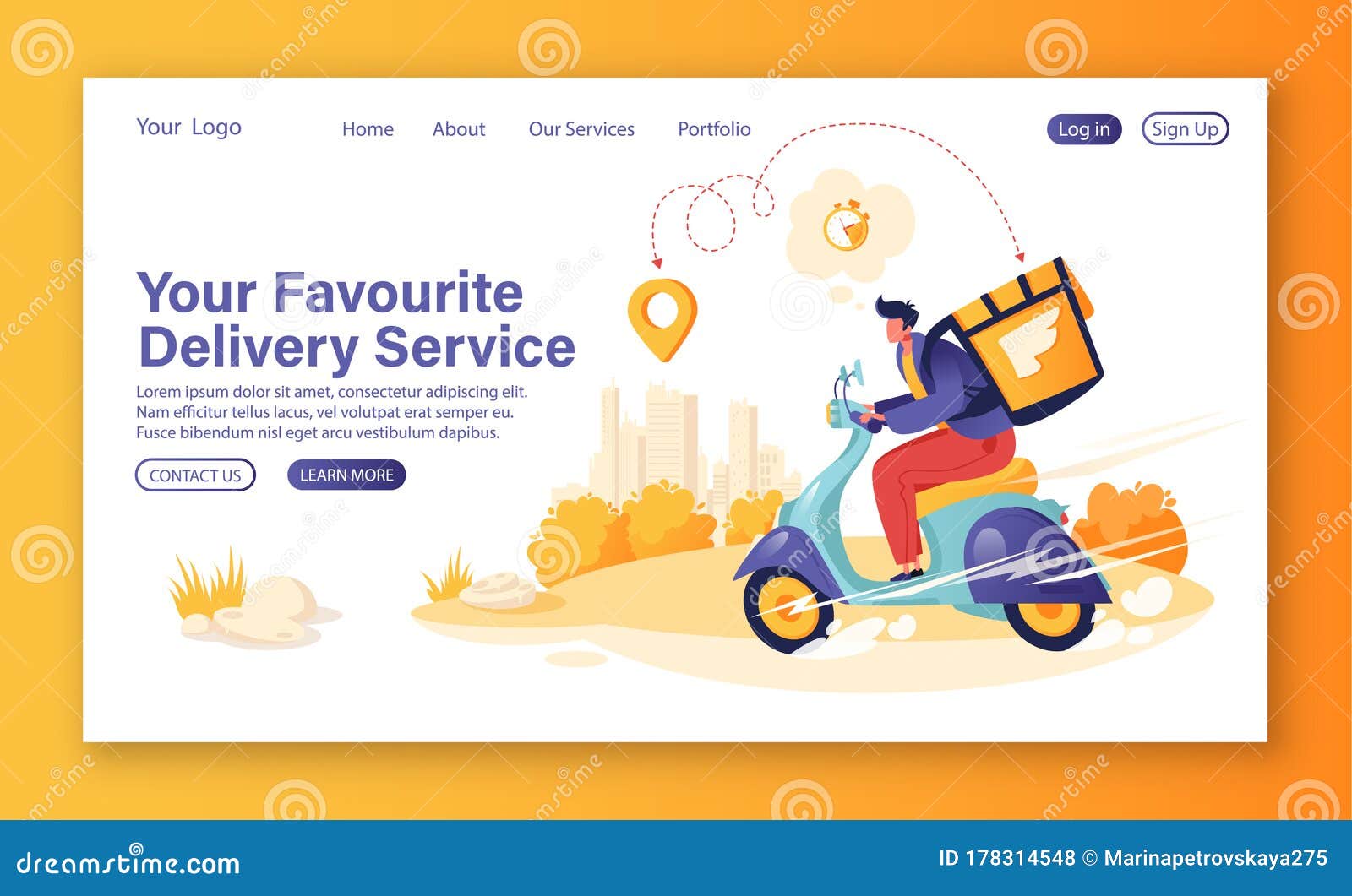Concept of Landing Page on Delivery Service Theme. Stock Vector ...