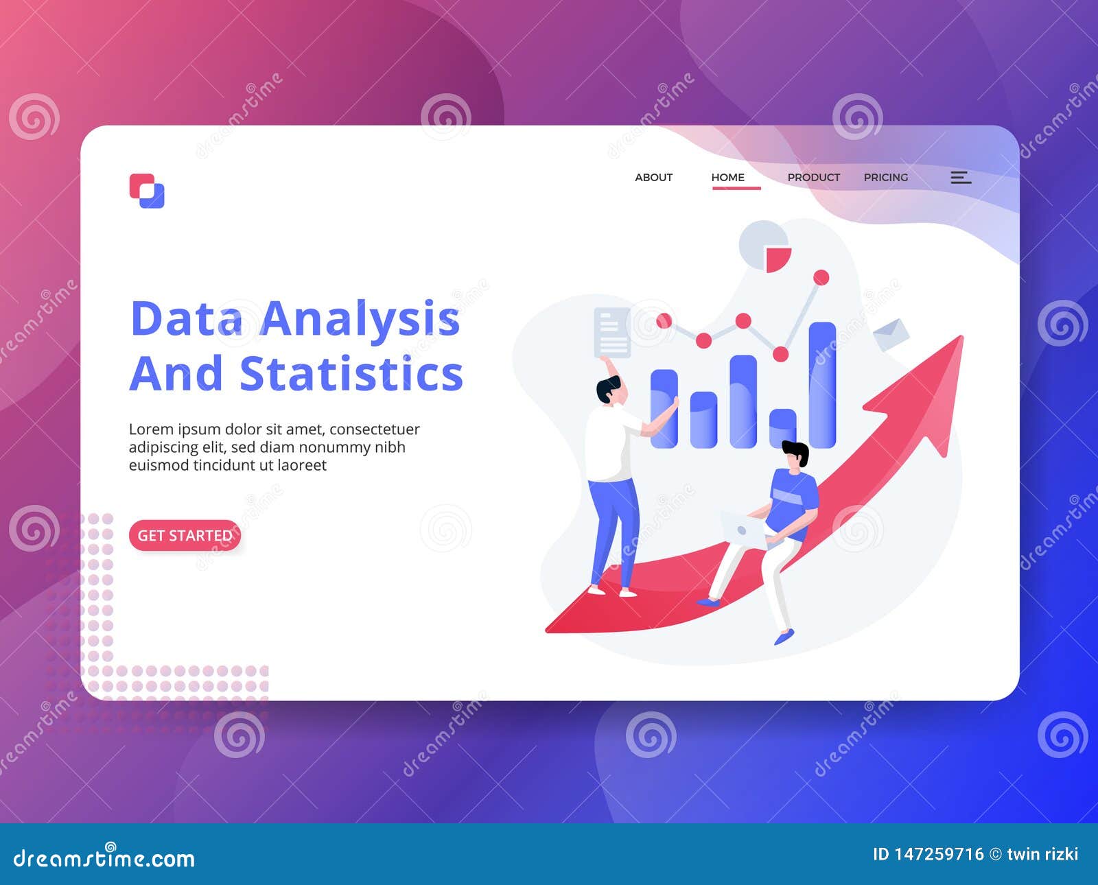 Landing Page Data Analysis and Statistics Stock Vector - Illustration ...