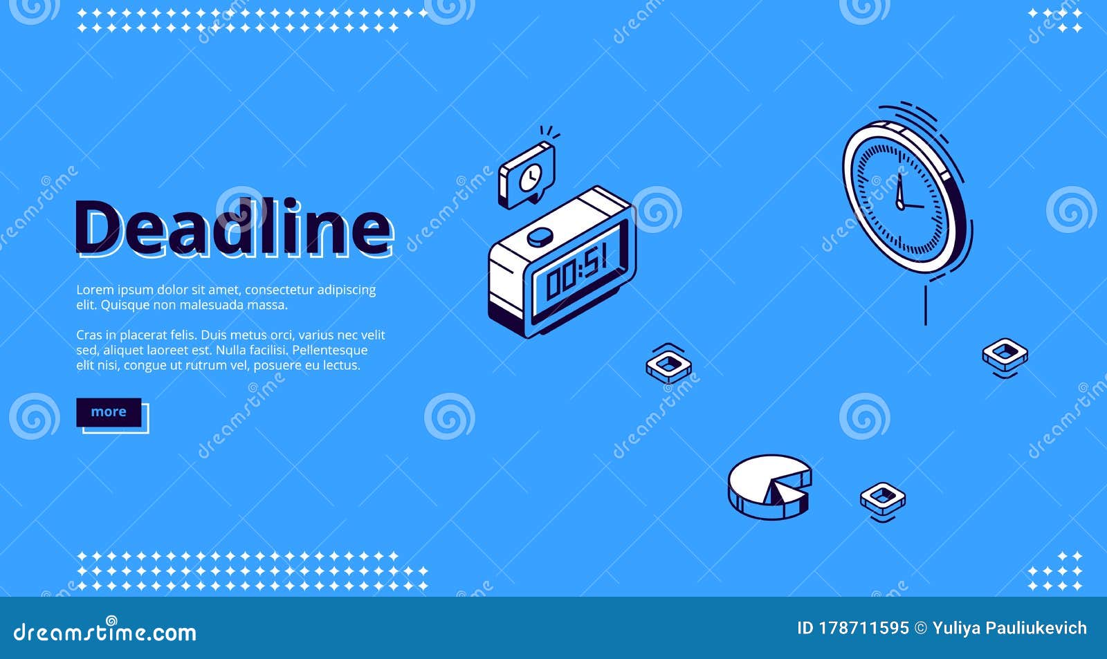 Landing Page of Deadline with Clock Icons Stock Vector - Illustration ...