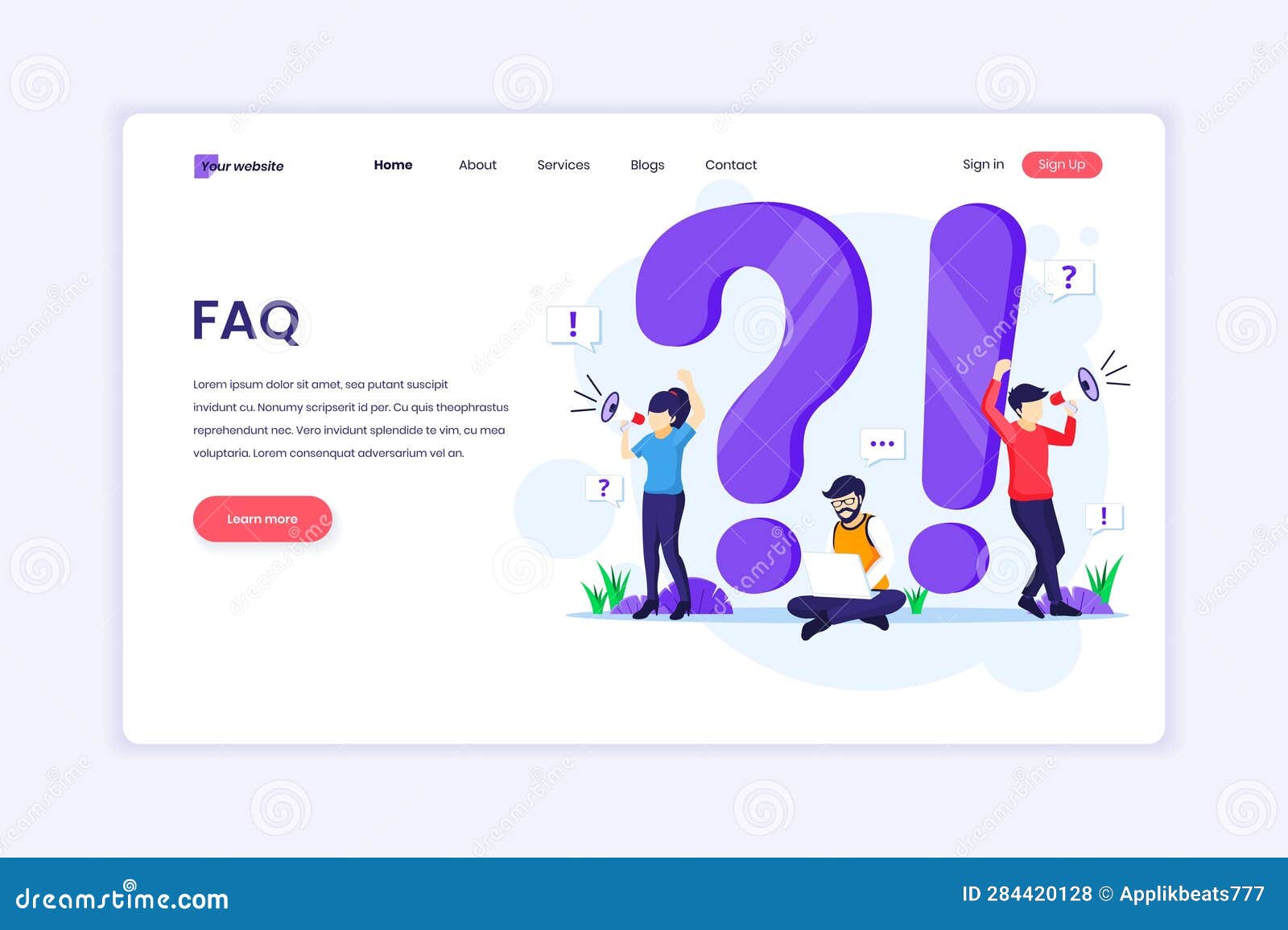 Landing Page Design Concept of Frequently Asked Question or FAQ Concept ... Landing Page Design Concept of Frequently Asked Question or FAQ Concept ...