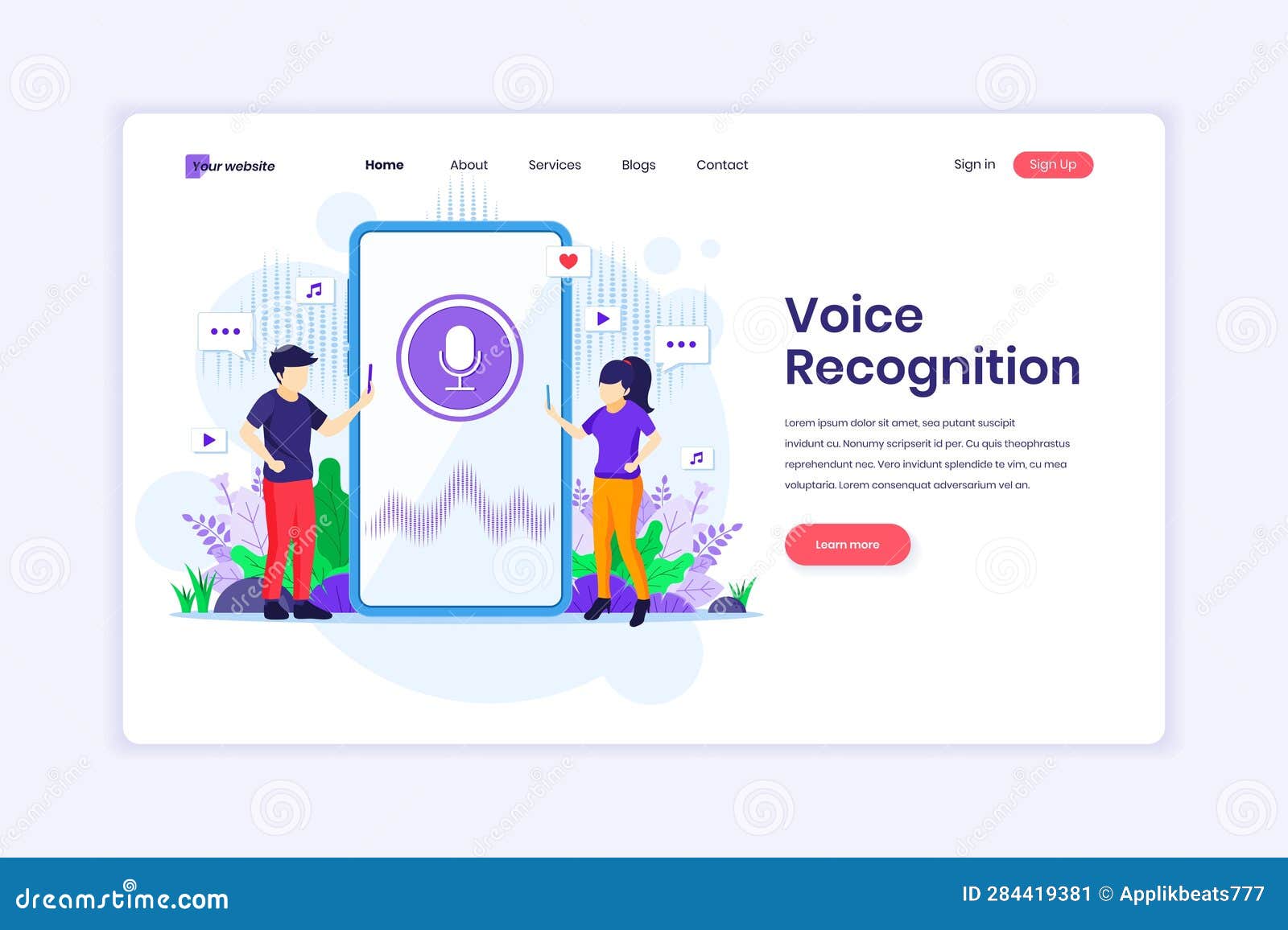 Landing Page Design Concept of Voice Recognition, Voice Security ...
