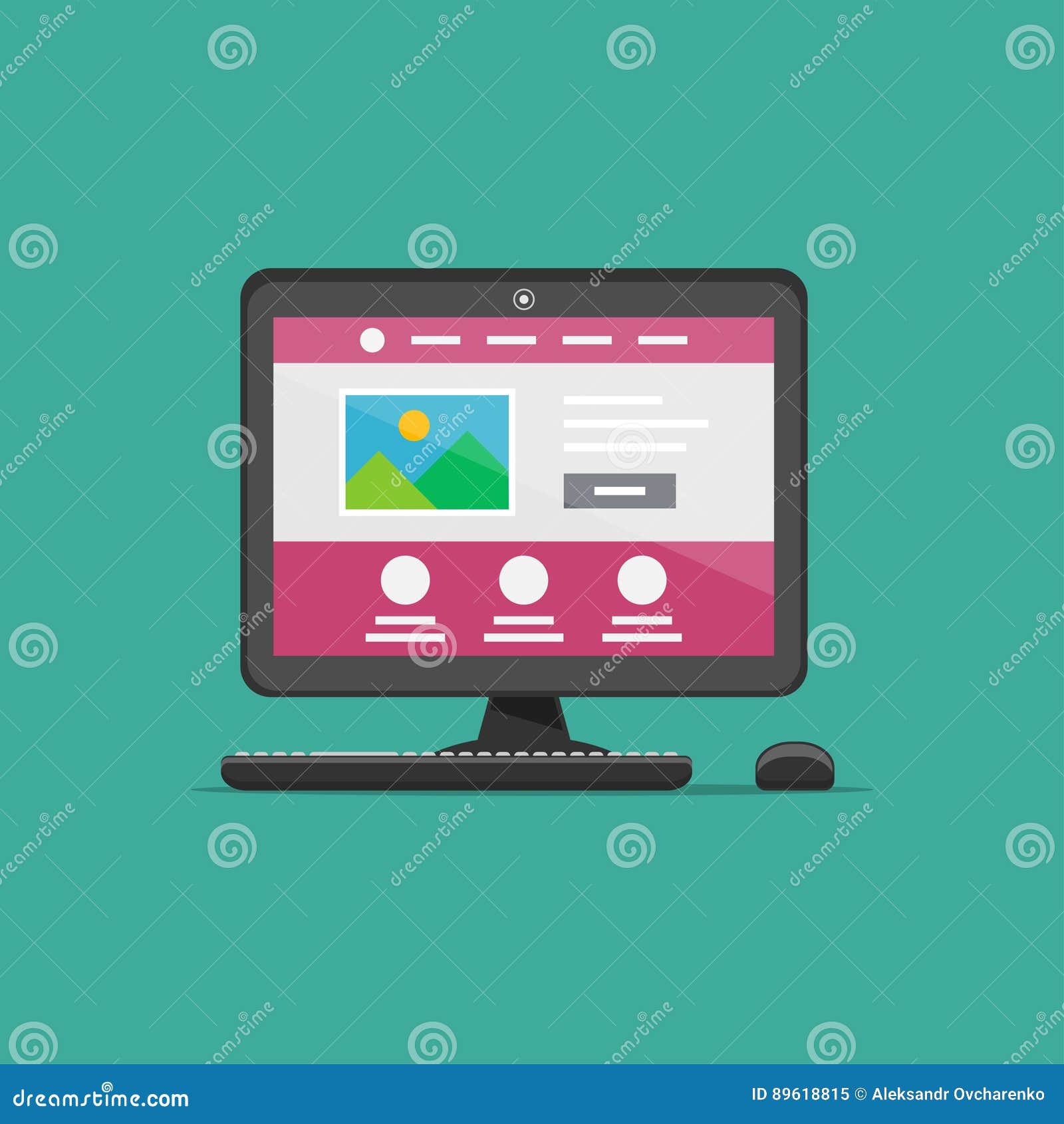 Desktop Pc Vector Mocup. Monitor Display With Blank Screen Isolated On ...