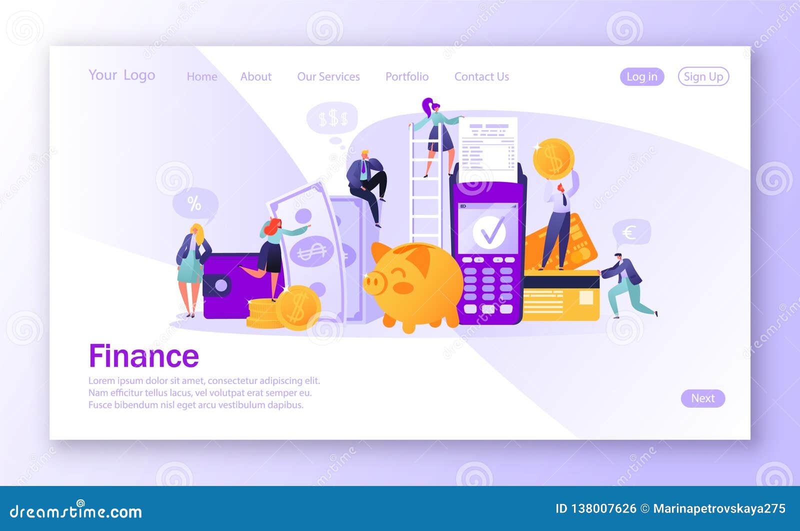 Concept of Landing Page on Finance Theme. Concept of Online Banking ...