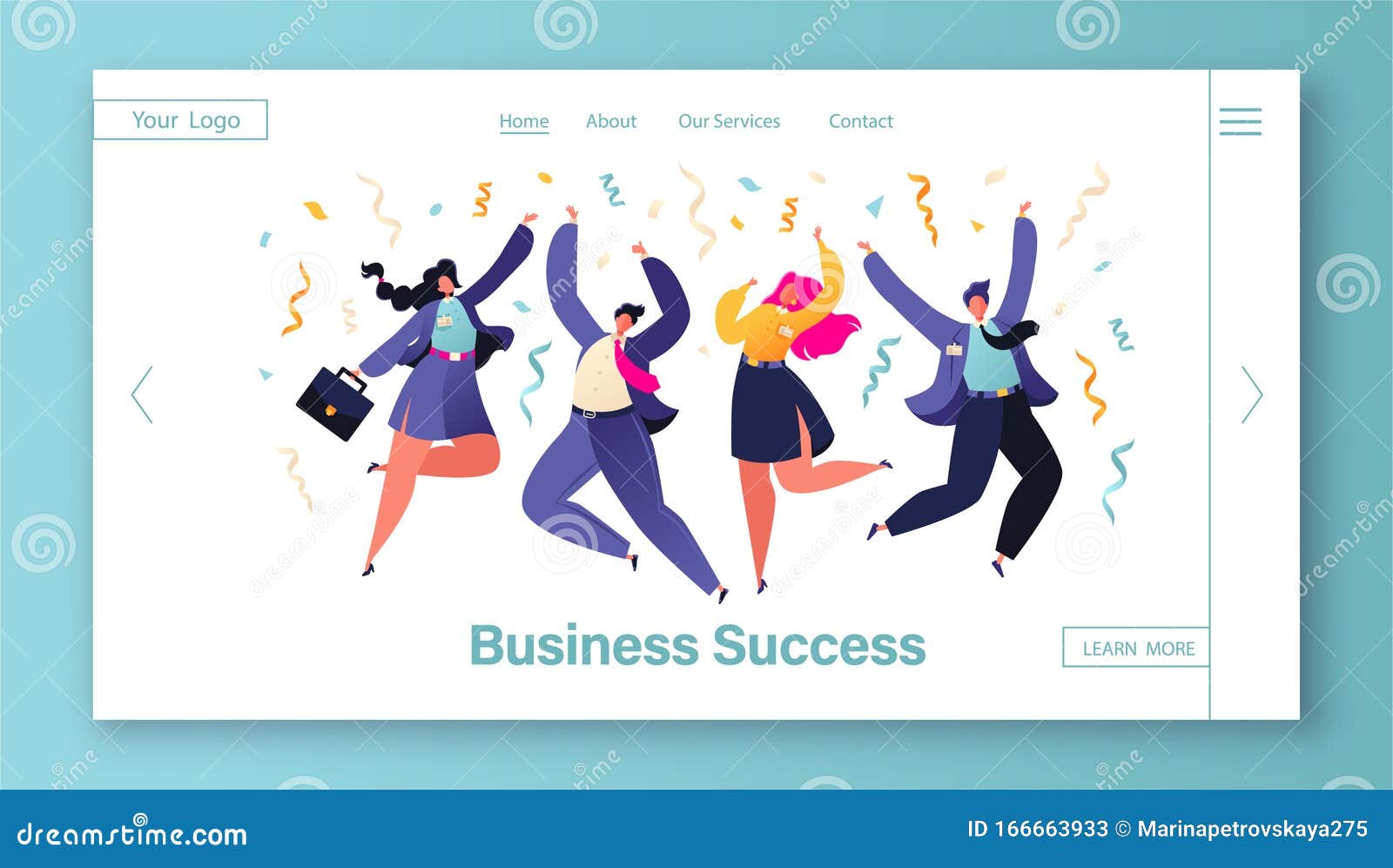 Template for Website with Happy Colleagues, Business People, Managers ...
