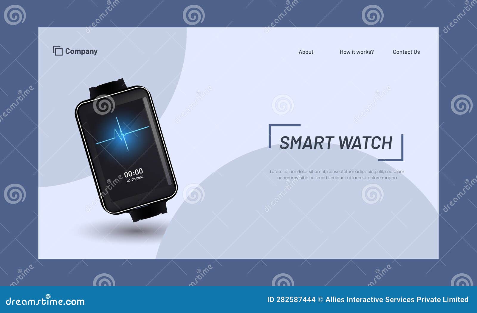 Landing Page or Hero Image with Realistic Smart Watch Stock ...