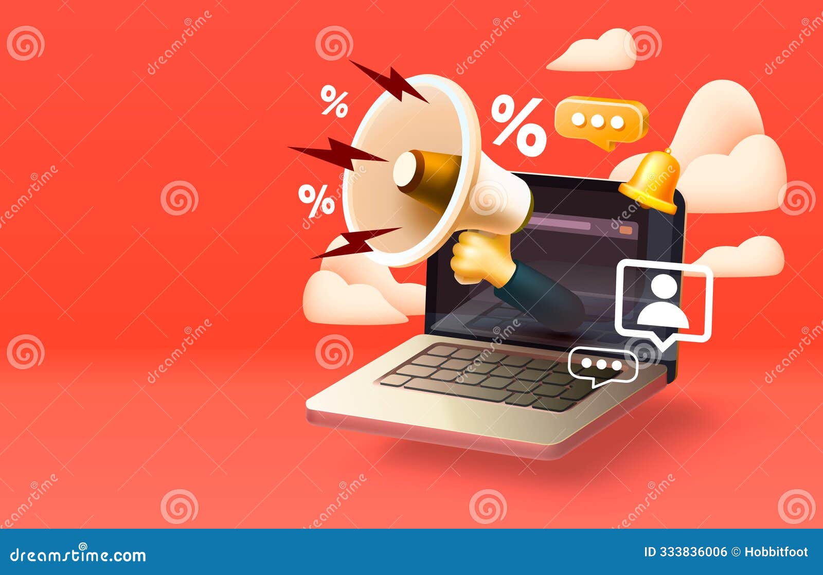 A Laptop With Information. Letters, Documents, Folders. Vector ...