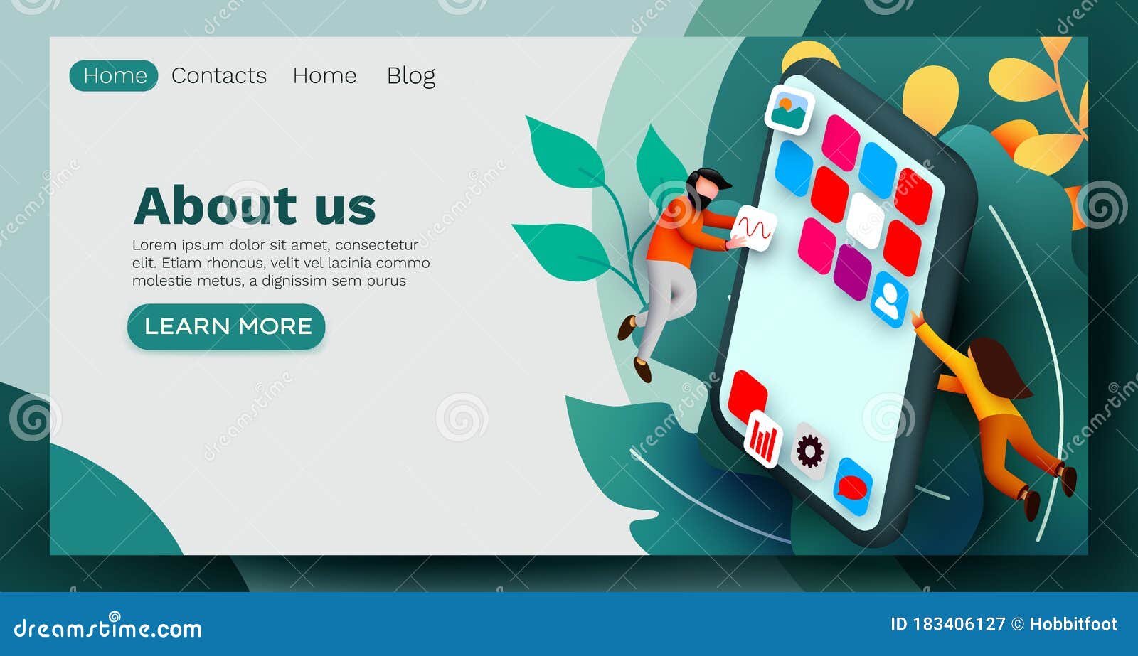 Landing Page. Modern Banner Template with Tiny People and Giant ...