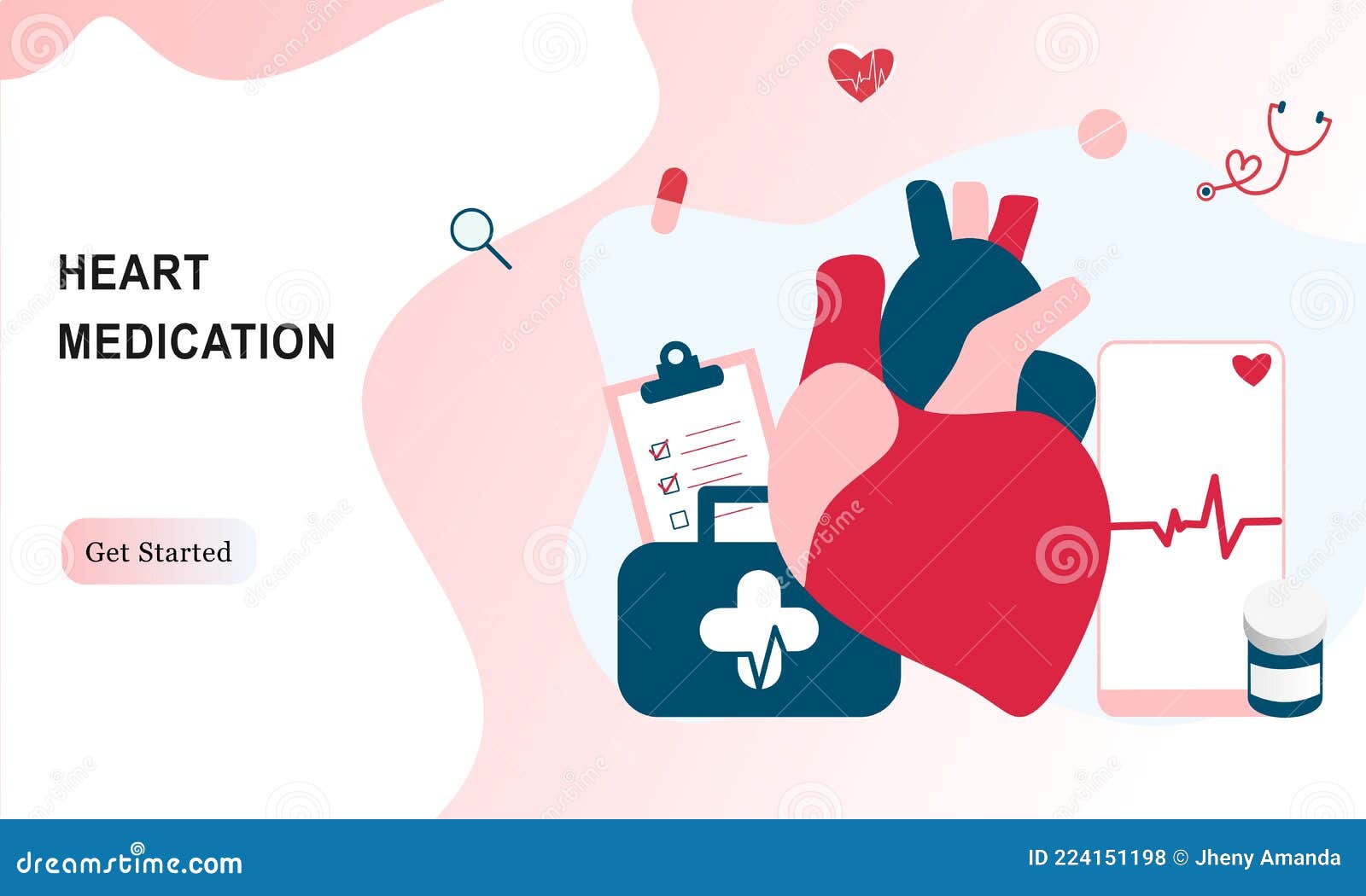 Landing Page Of Modern Heart Medication Heart Disease Research Concept