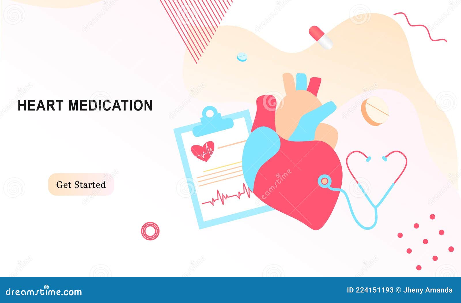 Landing Page Of Modern Heart Medication Heart Disease Research Concept