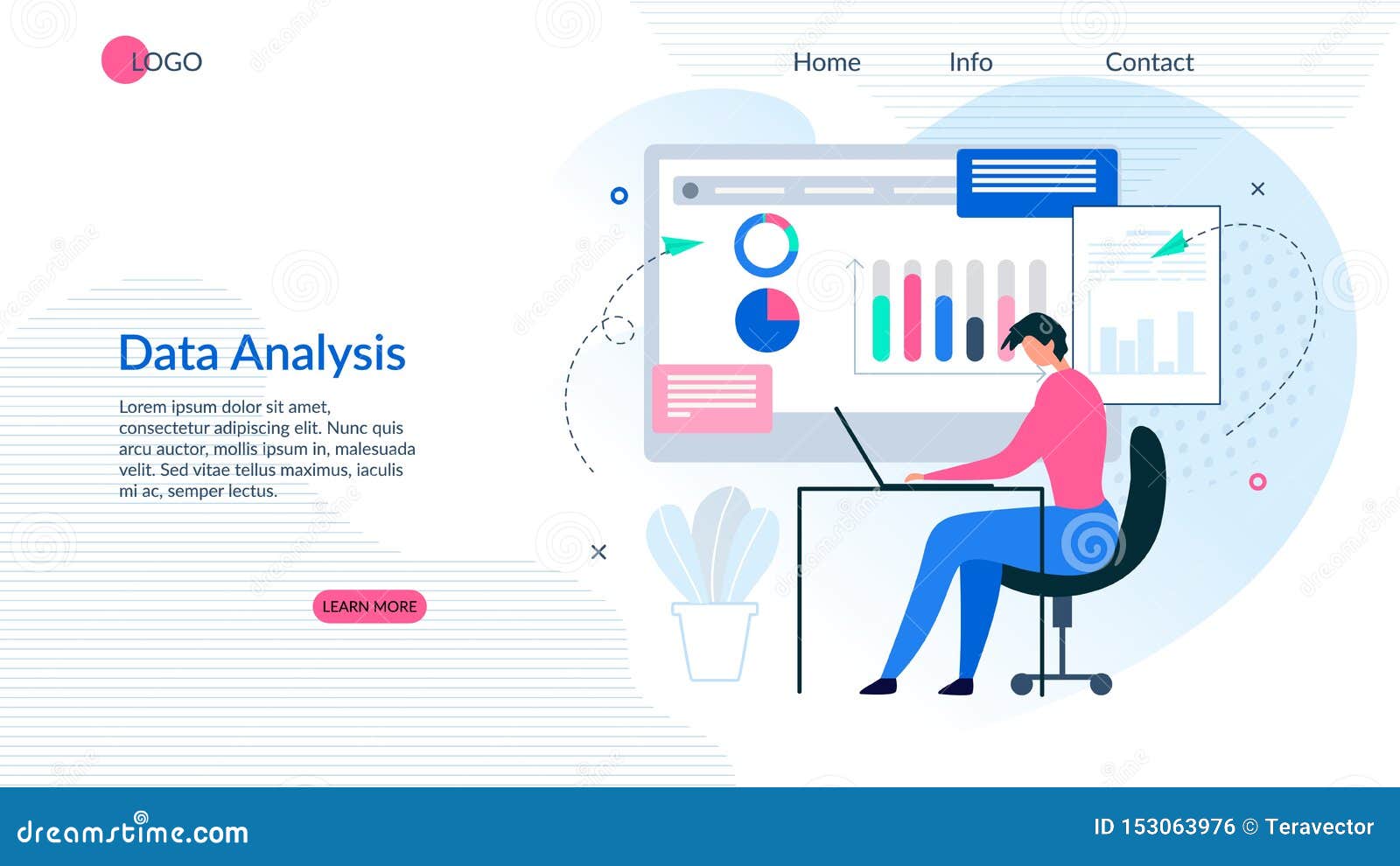 Landing Page Presents Effective Data Analysis App Stock Vector ...