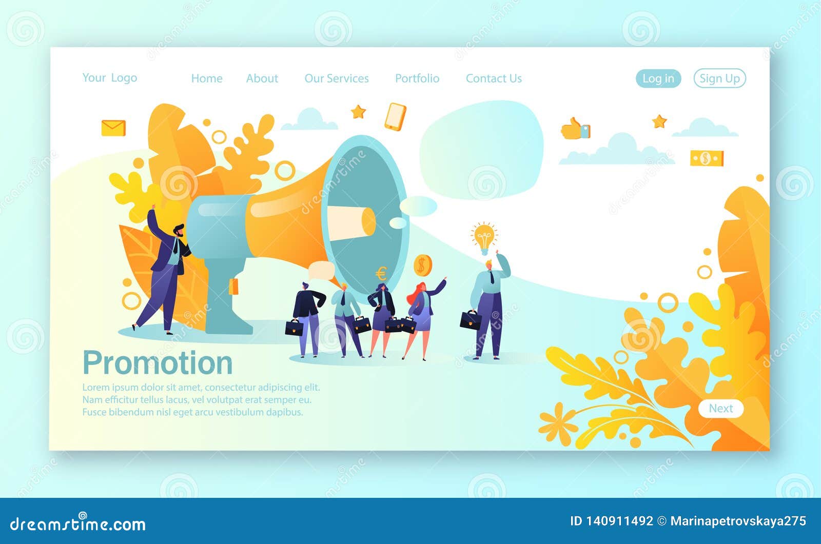 Concept of Landing Page for Mobile Website Development and Web Page ...