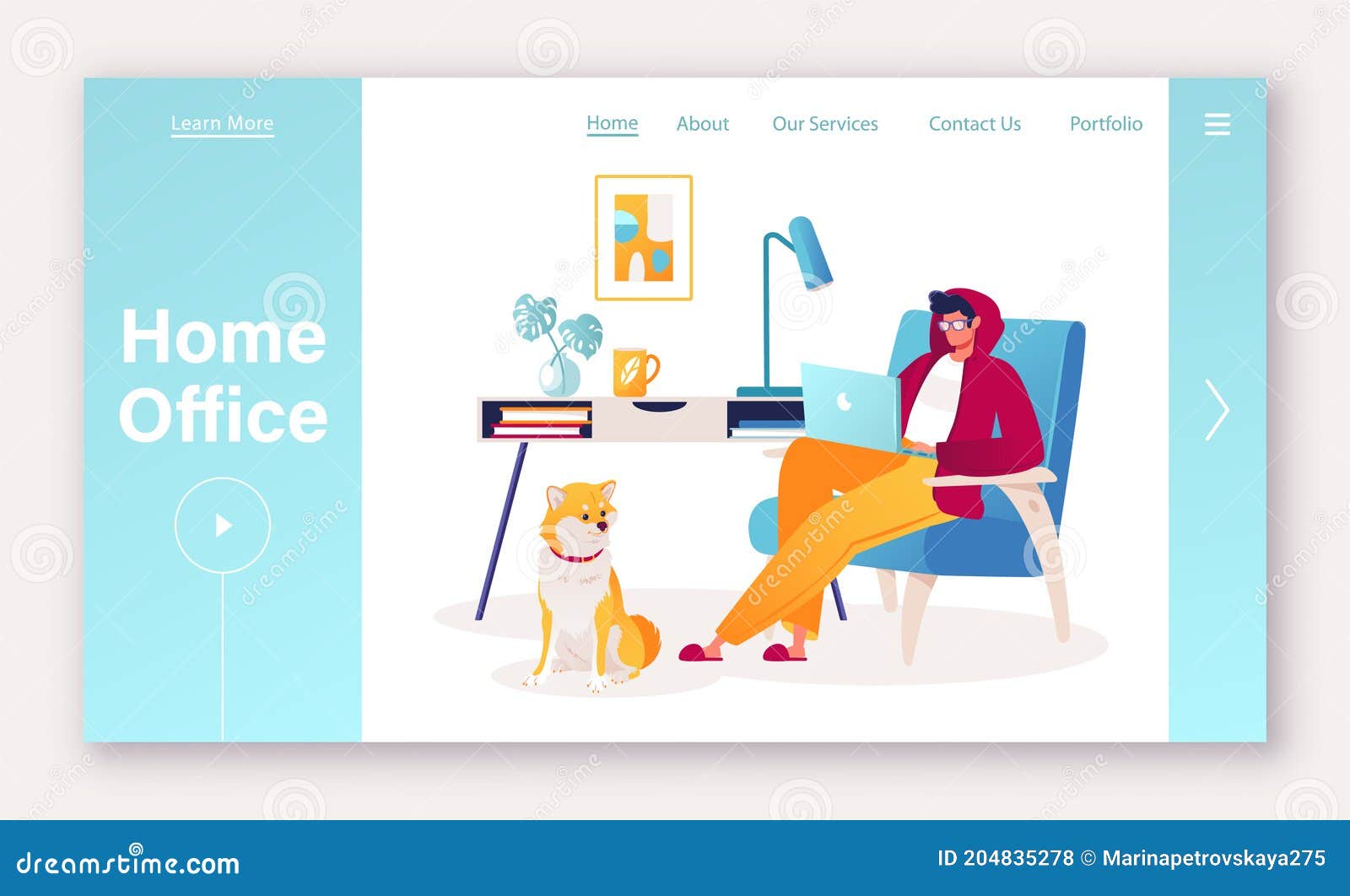 Remote Working Next To Dog Stock Illustrations – 4 Remote Working Next ...