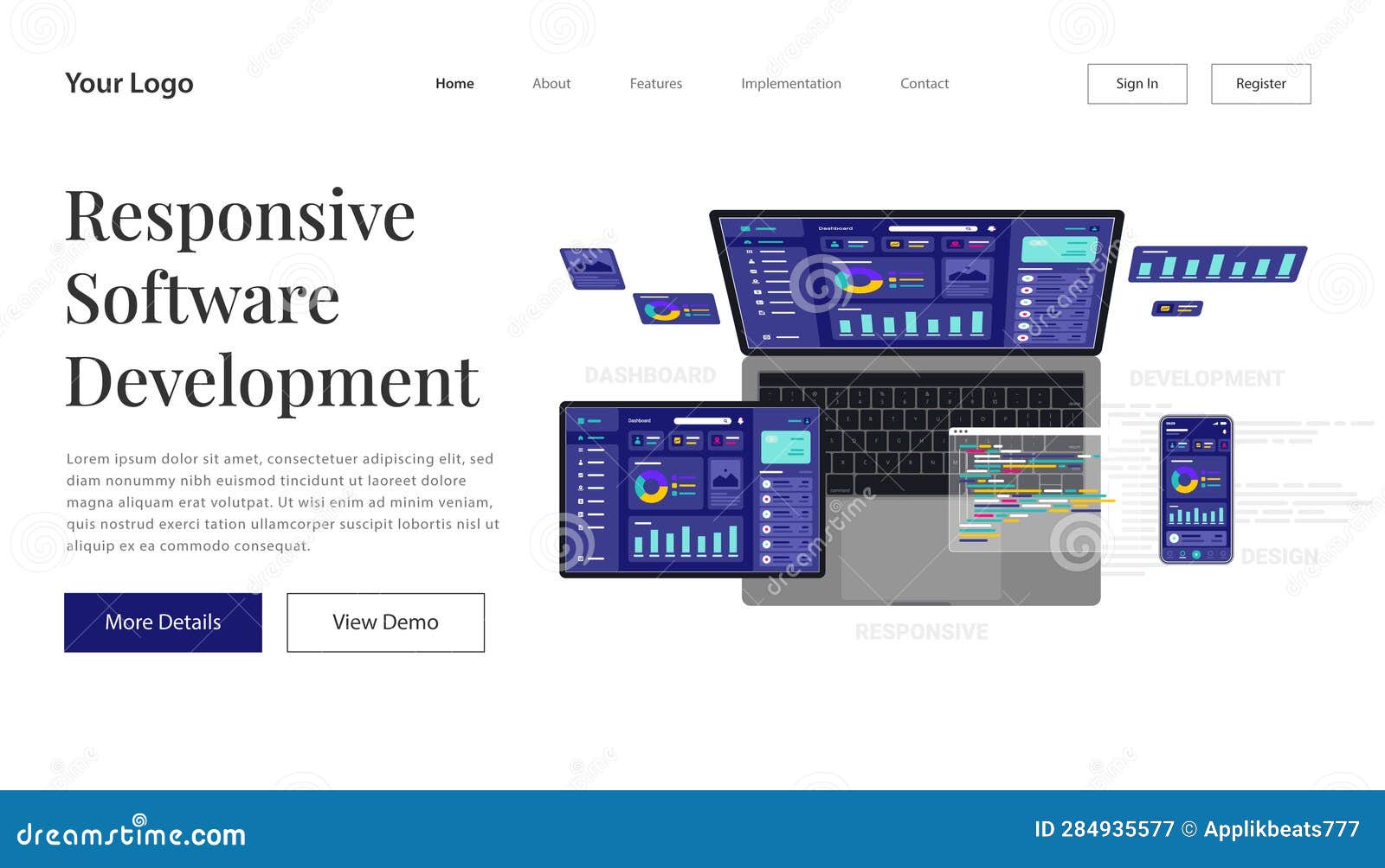 Landing Page Responsive Internet Website for Multiple Platforms 3d ...