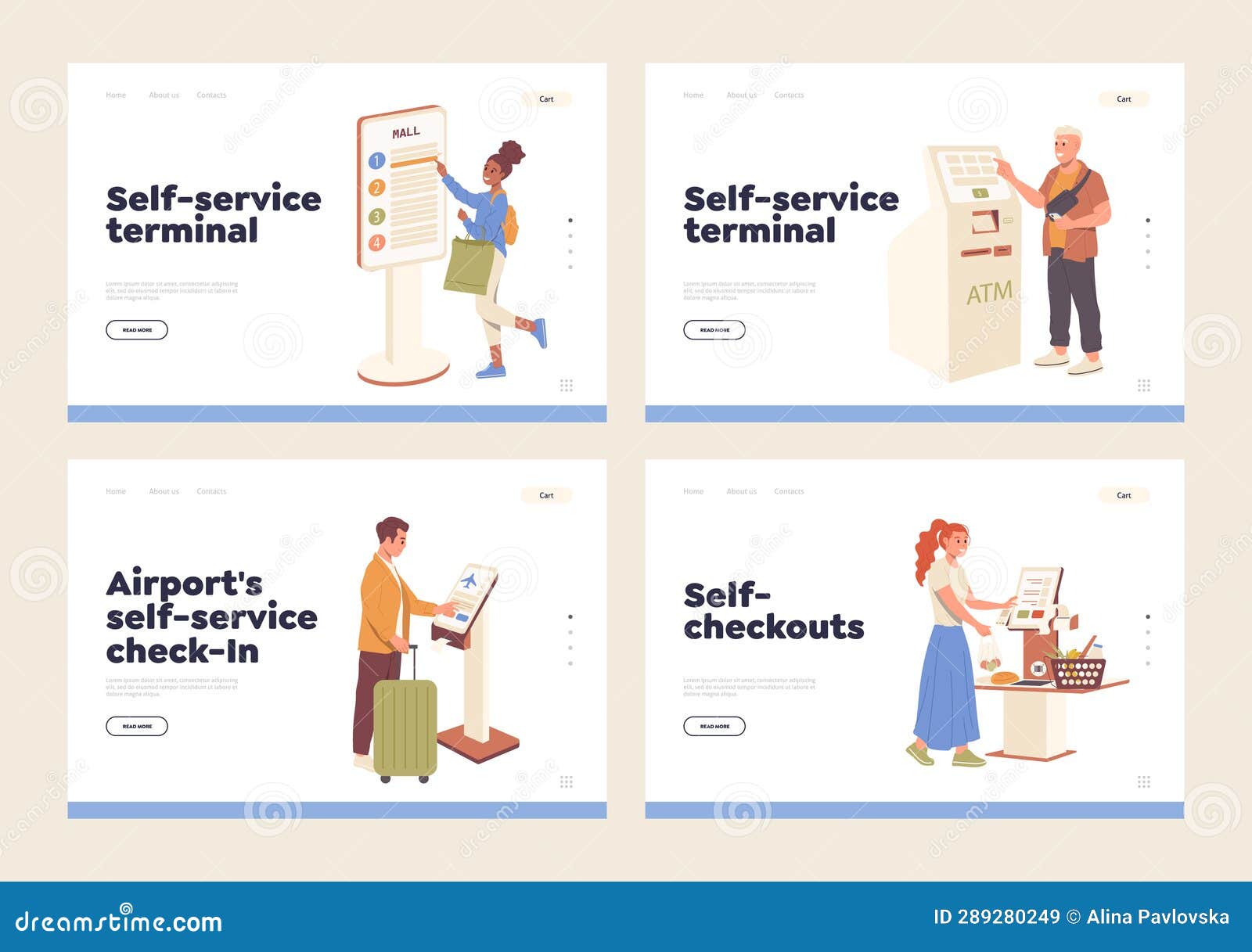 Landing Page Set Advertising Self-service Terminal, Digital Menu Kiosk ...