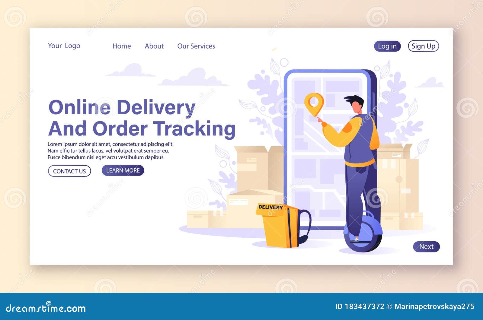 Online Delivery Service Concept for Landing Page Template. Online Order ...