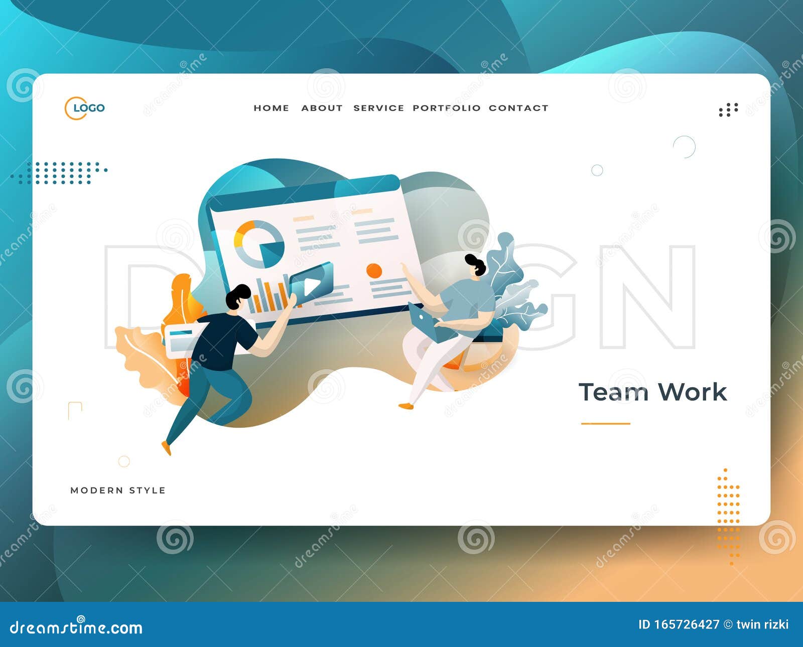 Landing Page Team Work Vector Illustration Modern Concept, Can Use for ...