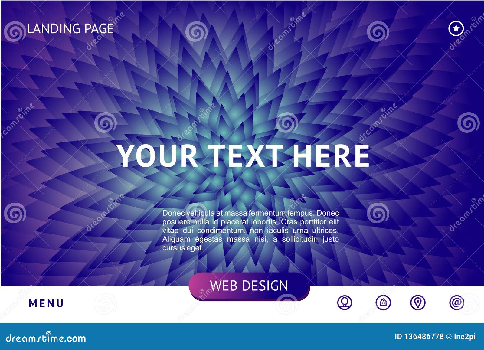 Landing Page Template with Abstract Vector Shape. Futuristic Design ...