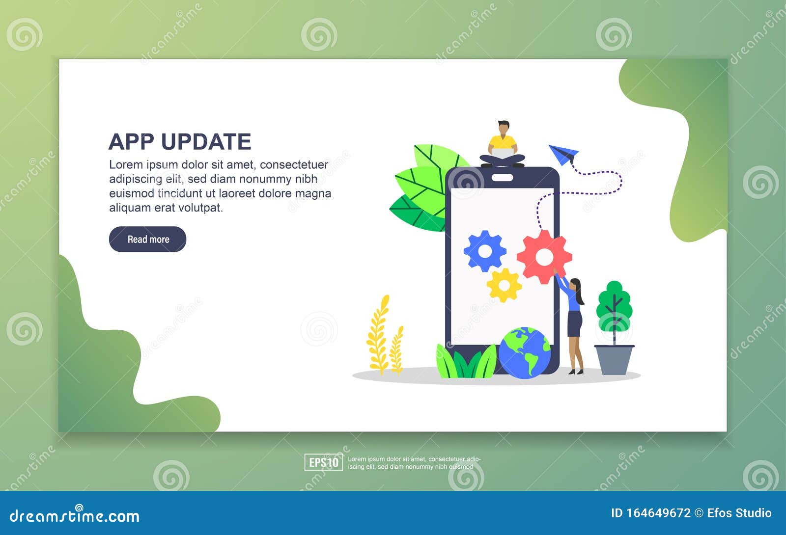 Landing Page Template of App Update. Modern Flat Design Concept of Web ...