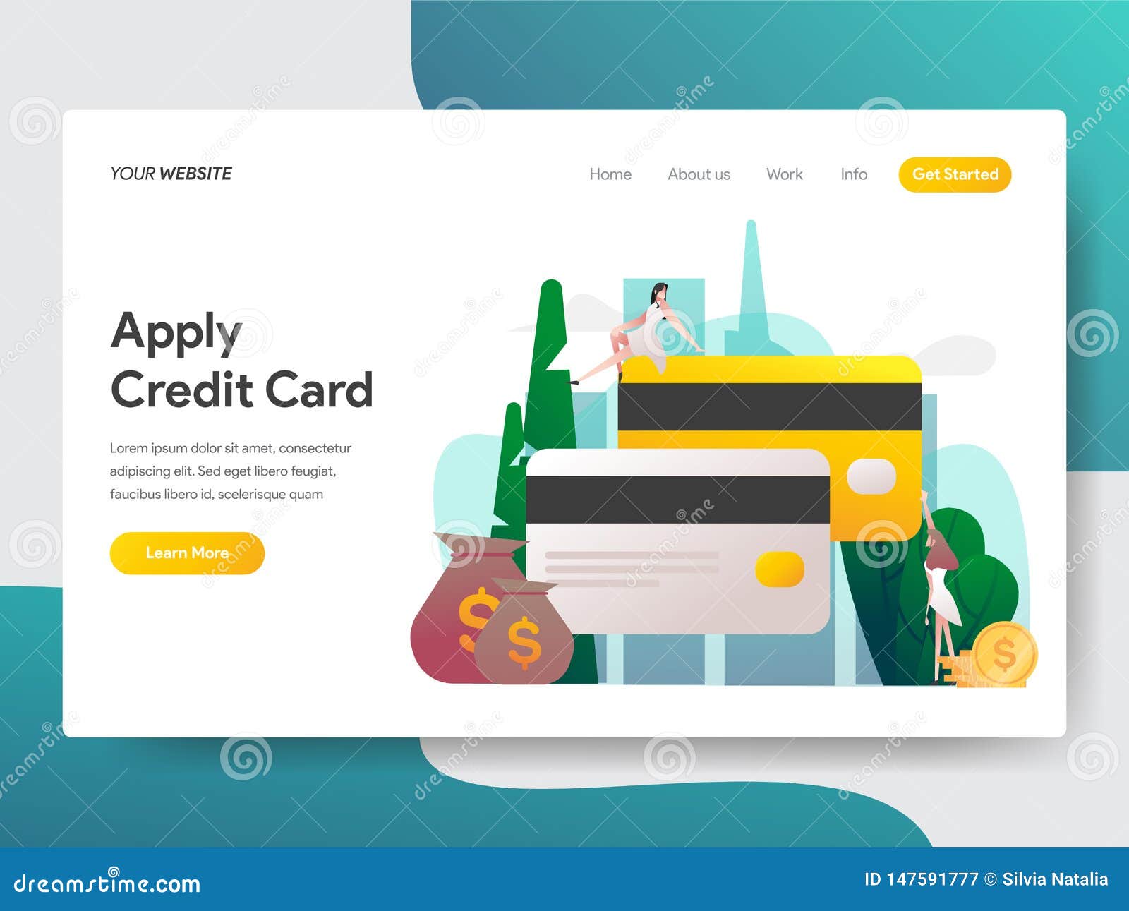 Landing Page Template of Apply Credit Card Illustration Concept. Modern ...