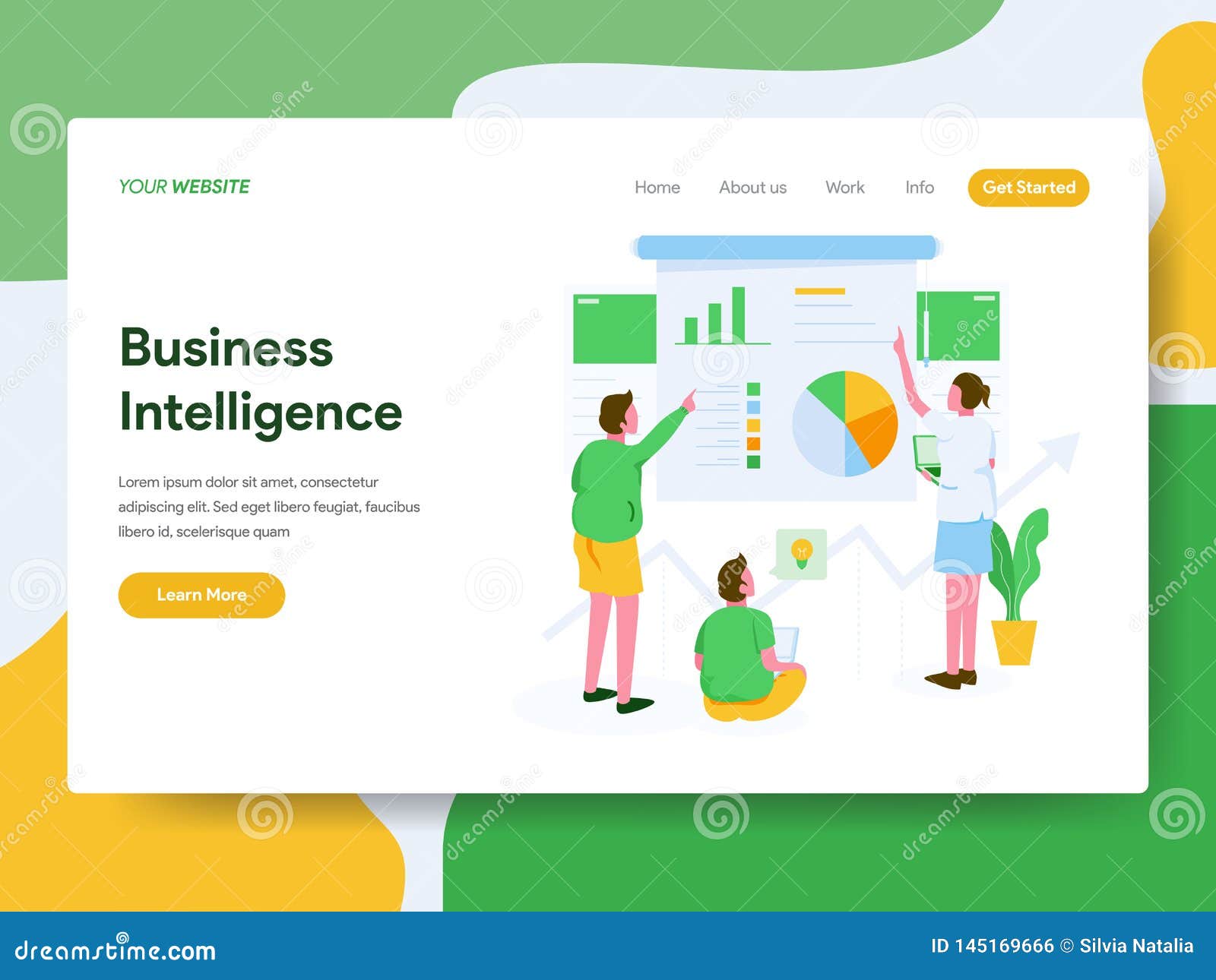 Landing Page Template of Business Intelligence Illustration Concept ...