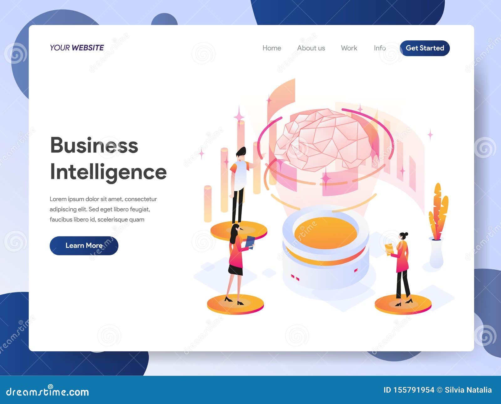 Landing Page Template of Business Intelligence Isometric Illustration ...