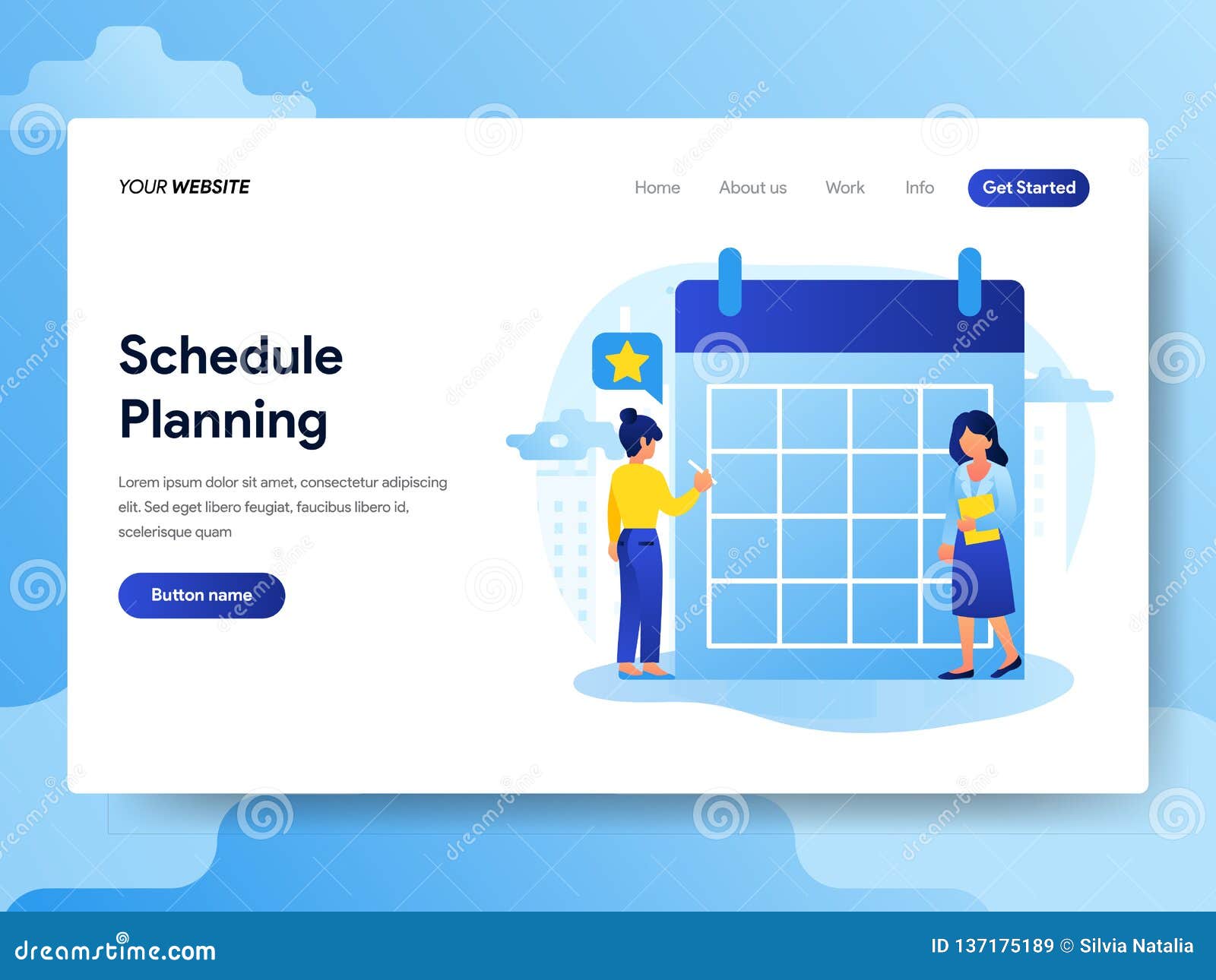 Landing Page Template of Businessman Doing Schedule Planning. Modern ...