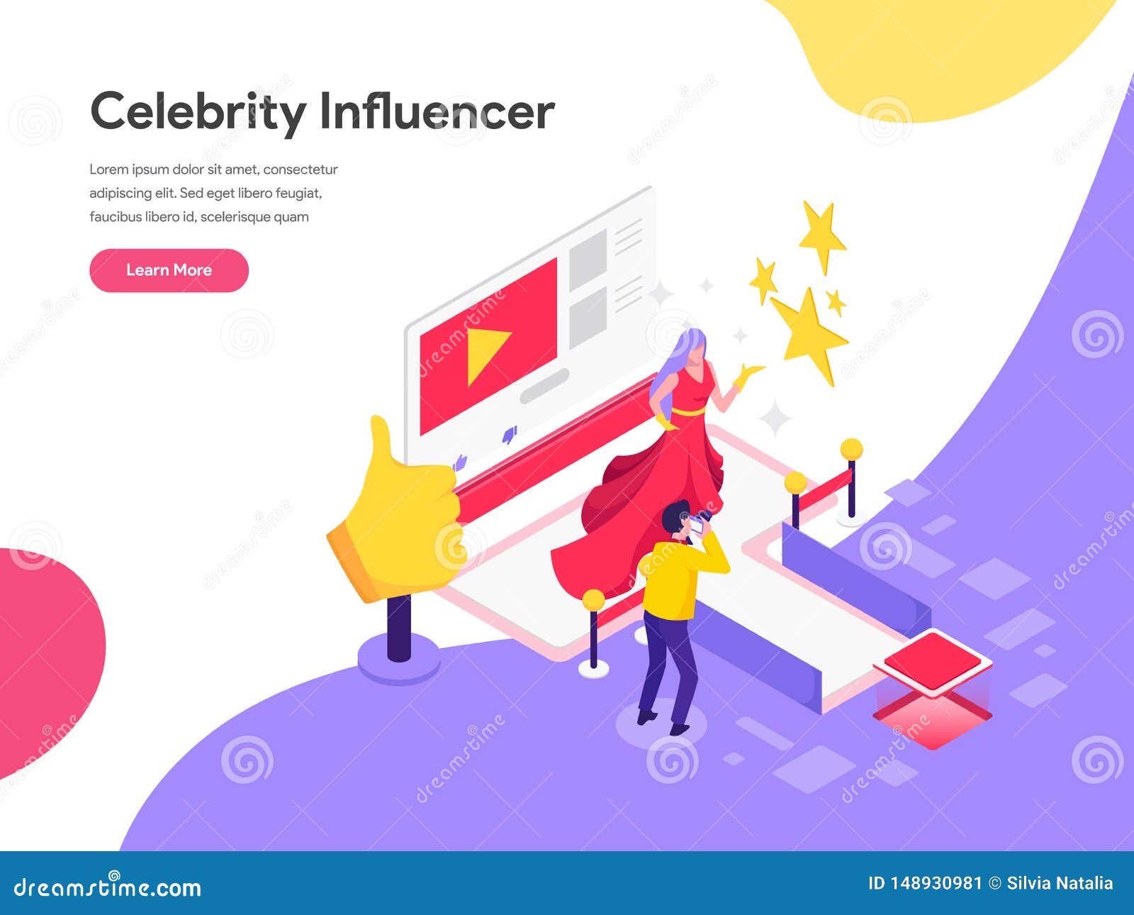 Landing Page Template of Celebrity Influencer Illustration Concept ...