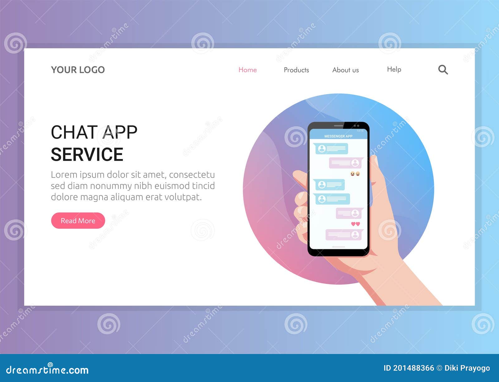 Landing Page Template of Chat App Service Concept. Platform App To ...