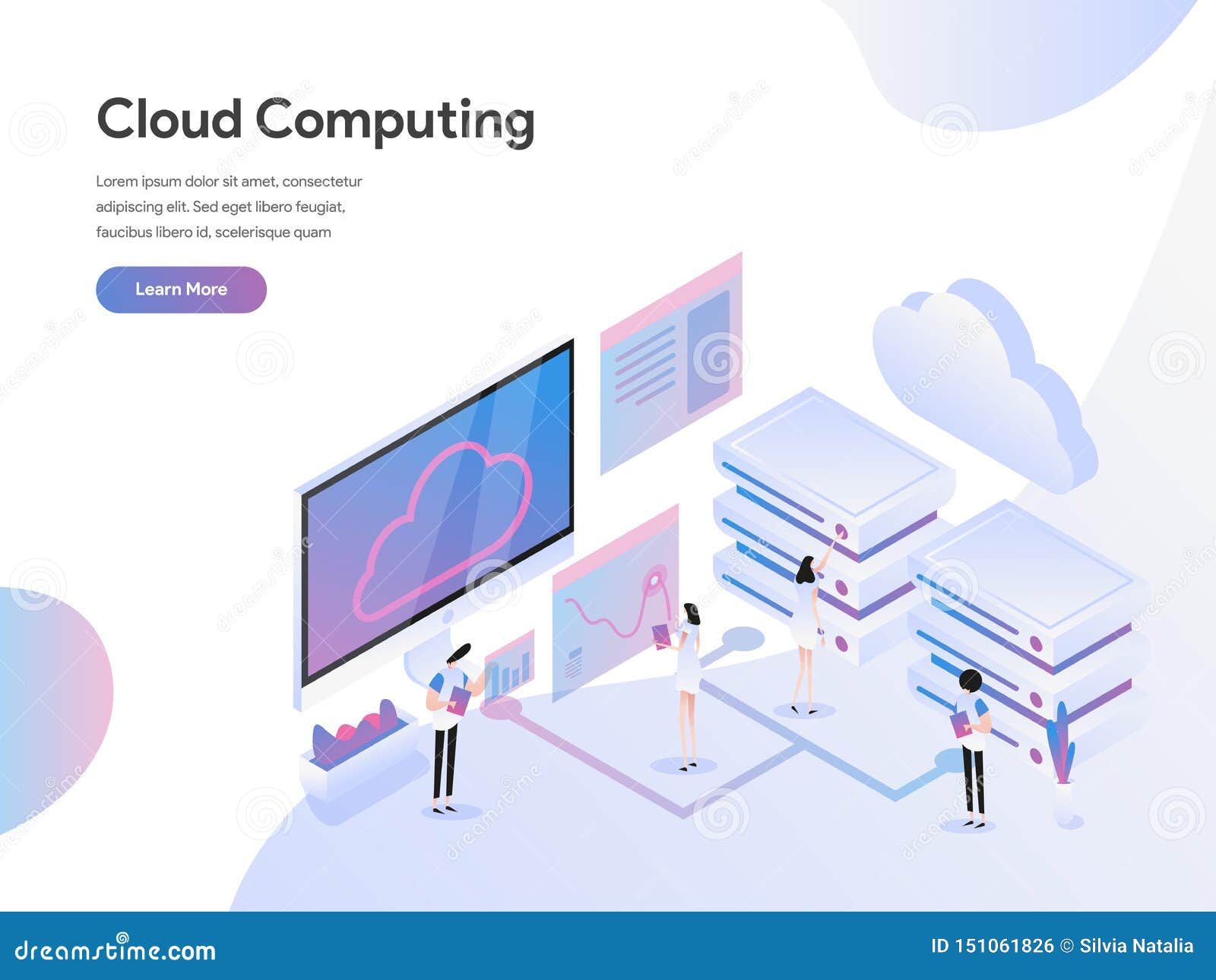 Landing Page Template of Cloud Computing Isometric Illustration Concept. Modern Flat Design ...