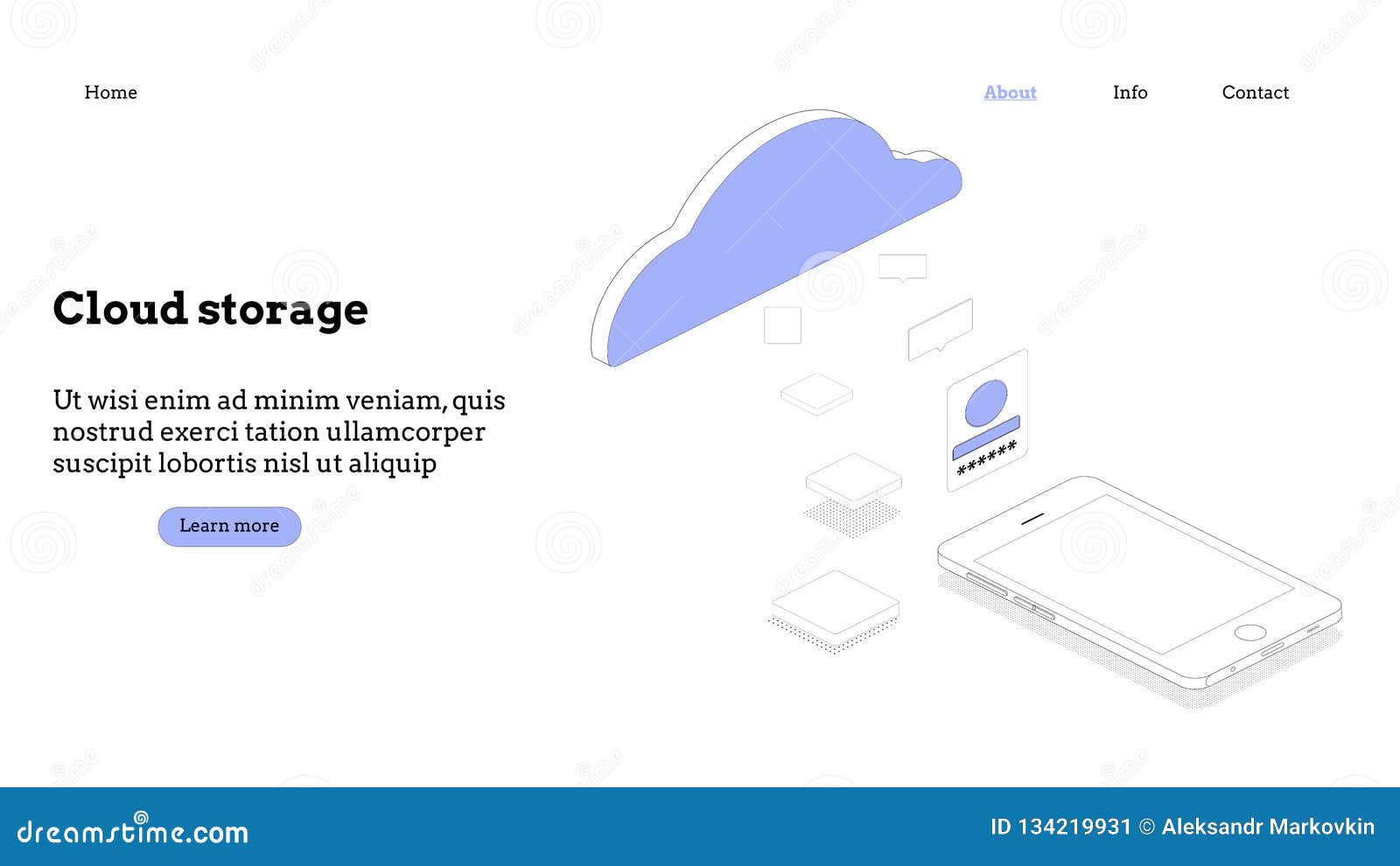 Landing Page Template. Cloud Computing Modern Flat Design Isometric Concept. Conceptual ...