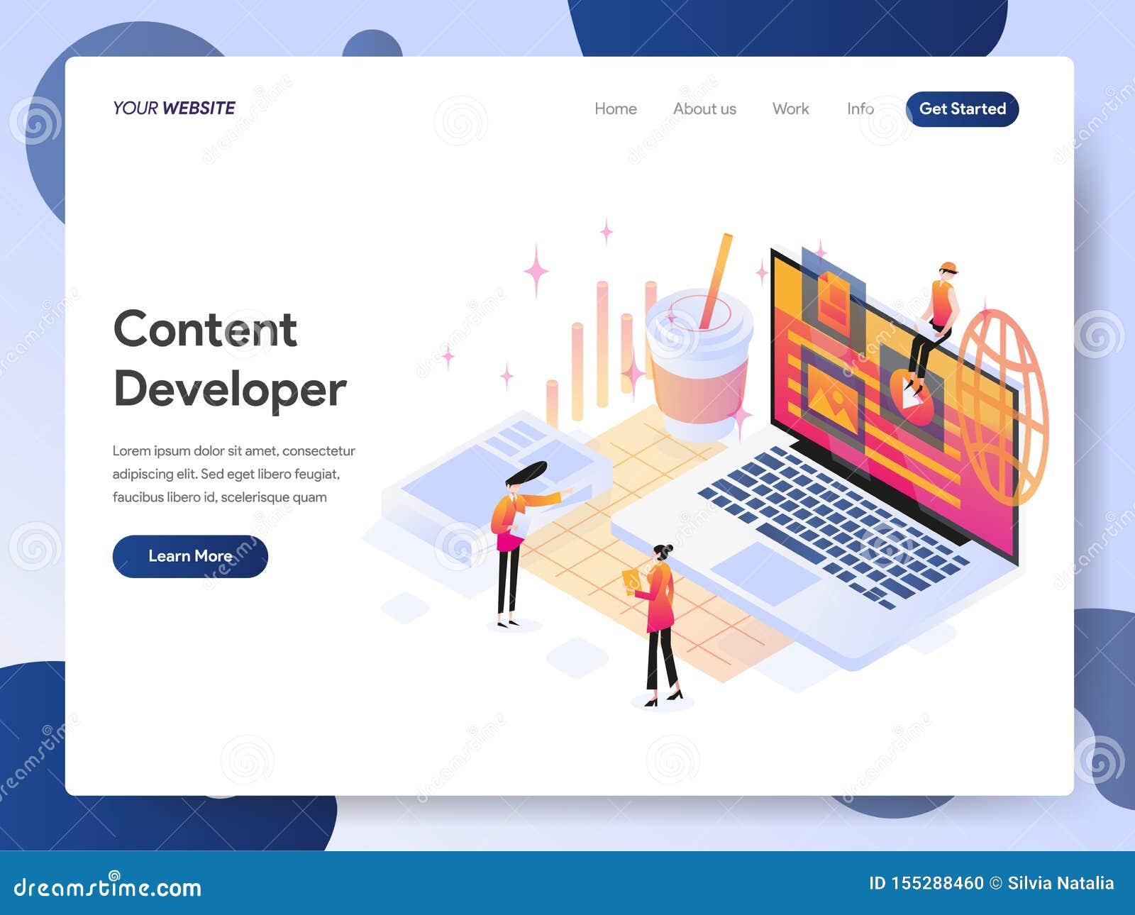 Landing Page Template of Content Developer Isometric Illustration ... Landing Page Template of Content Developer Isometric Illustration ...
