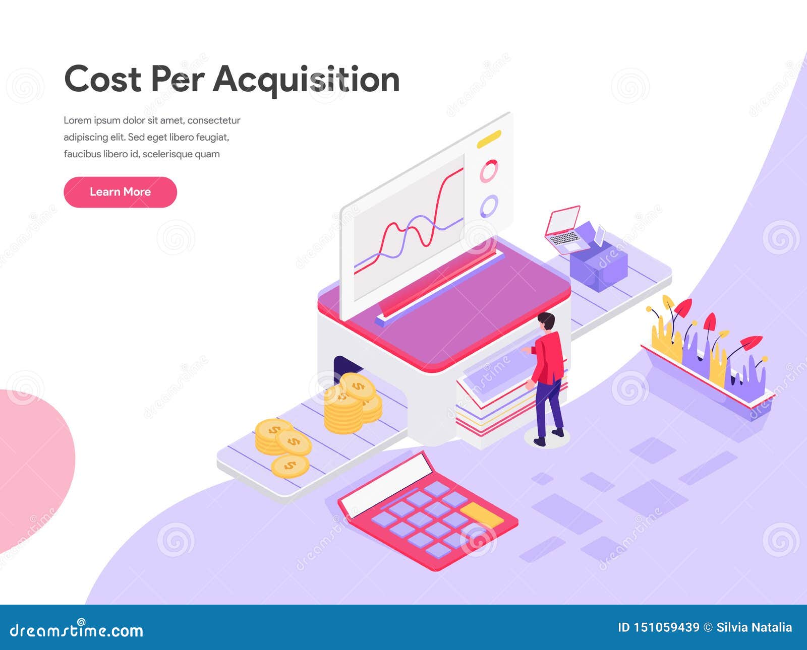 Landing Page Template of Cost Per Acquisition Isometric Illustration ...