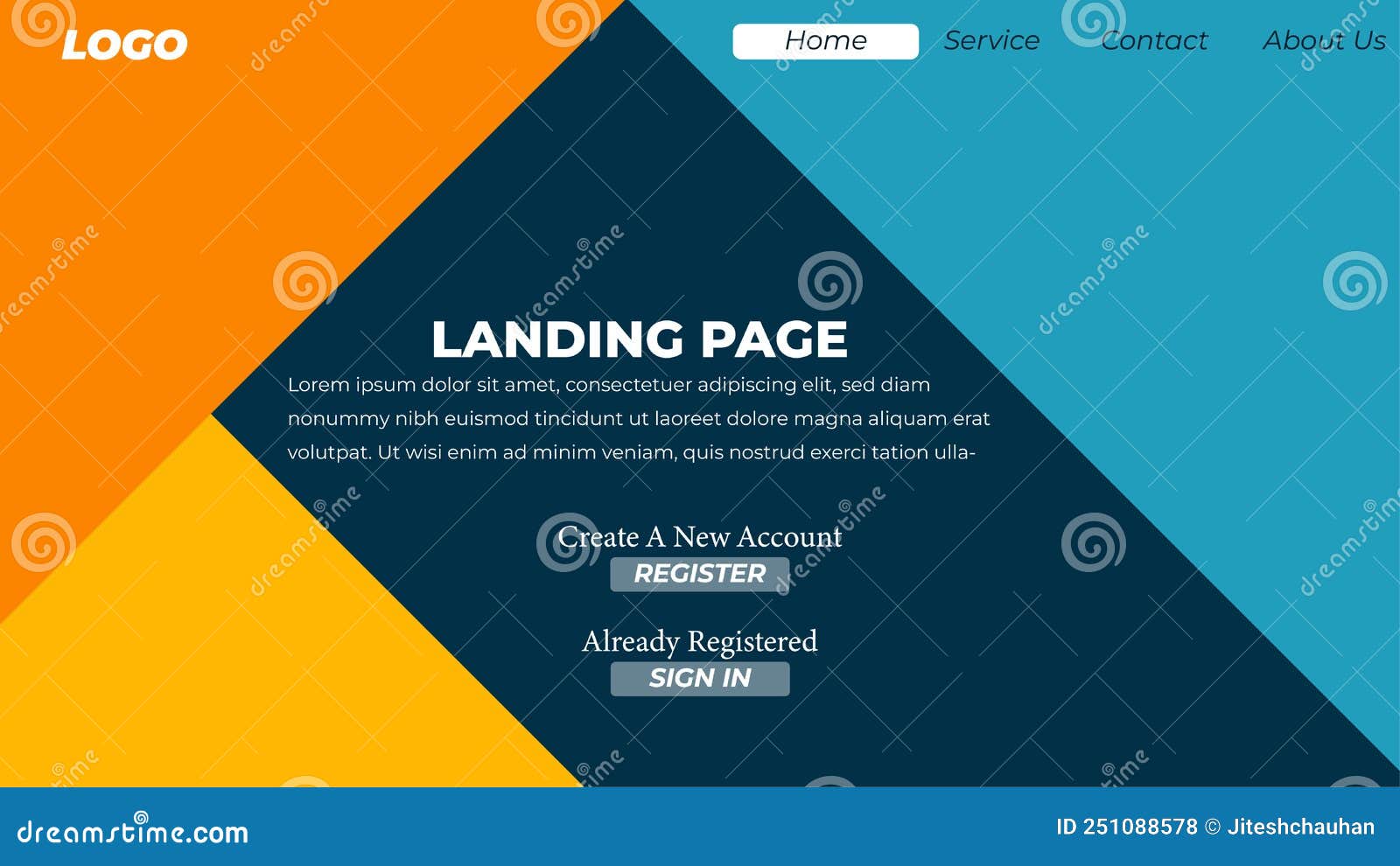 Landing Page Template Created with Simple Box Objects Stock Vector ...