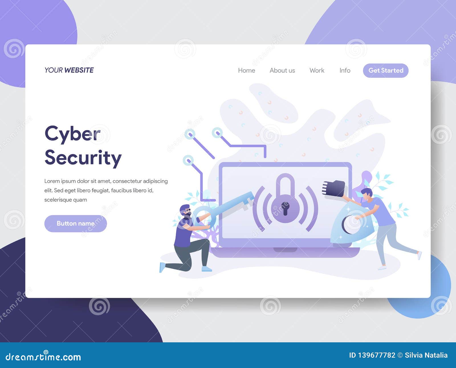 Landing Page Template of Cyber Security Illustration Concept. Modern ...