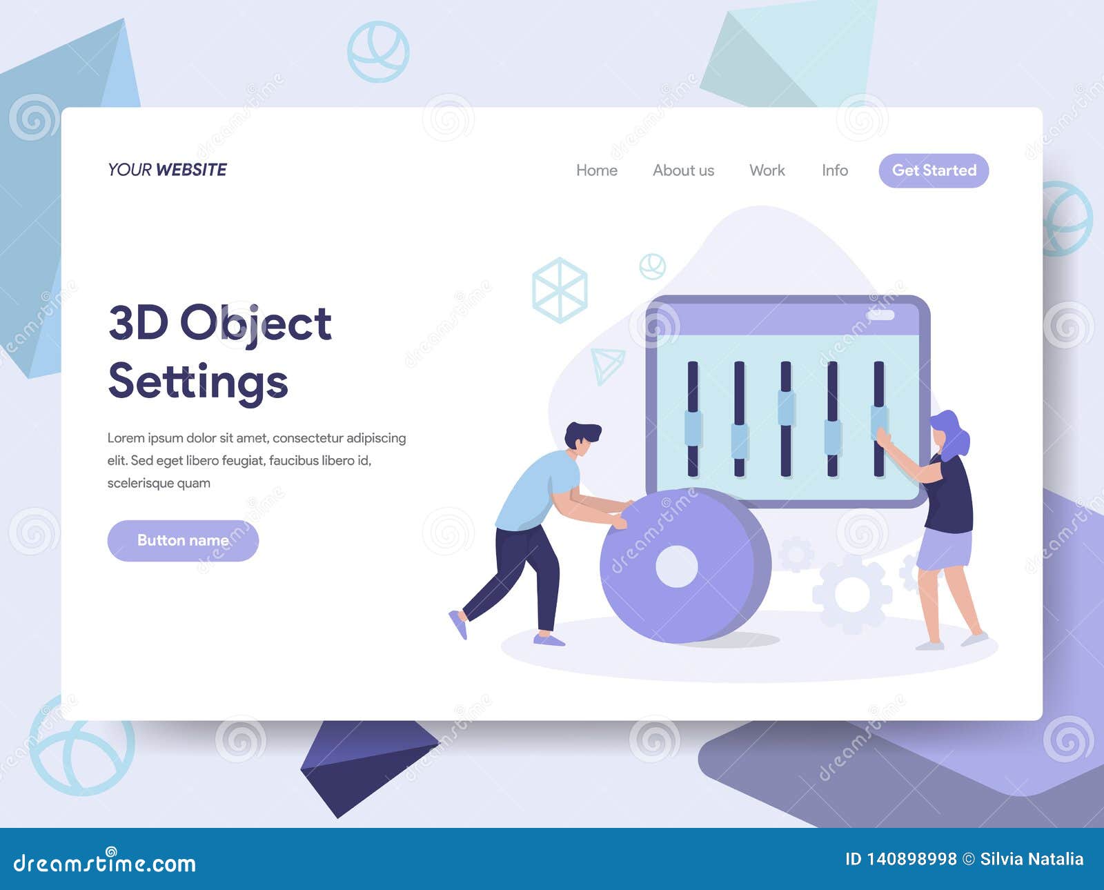 Landing Page Template of 3d Object Settings Illustration Concept ...