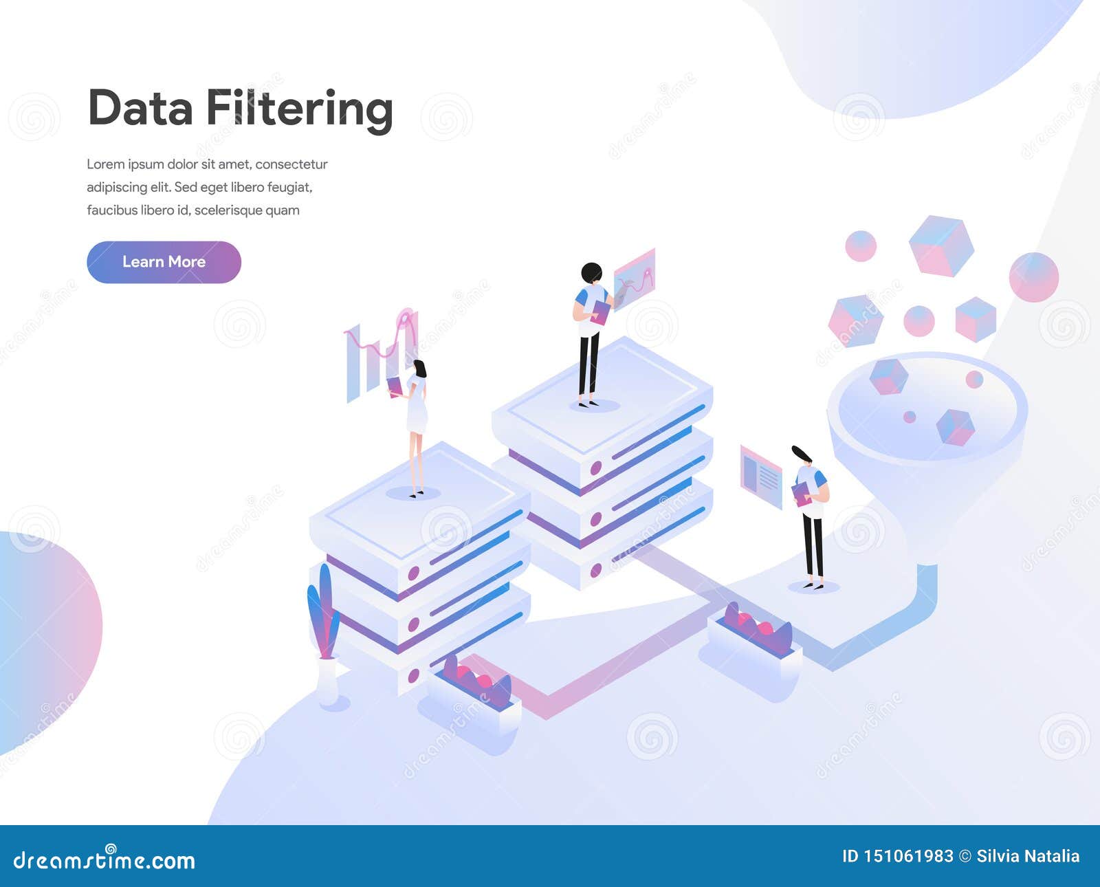 Landing Page Template of Data Filtering Isometric Illustration Concept ...