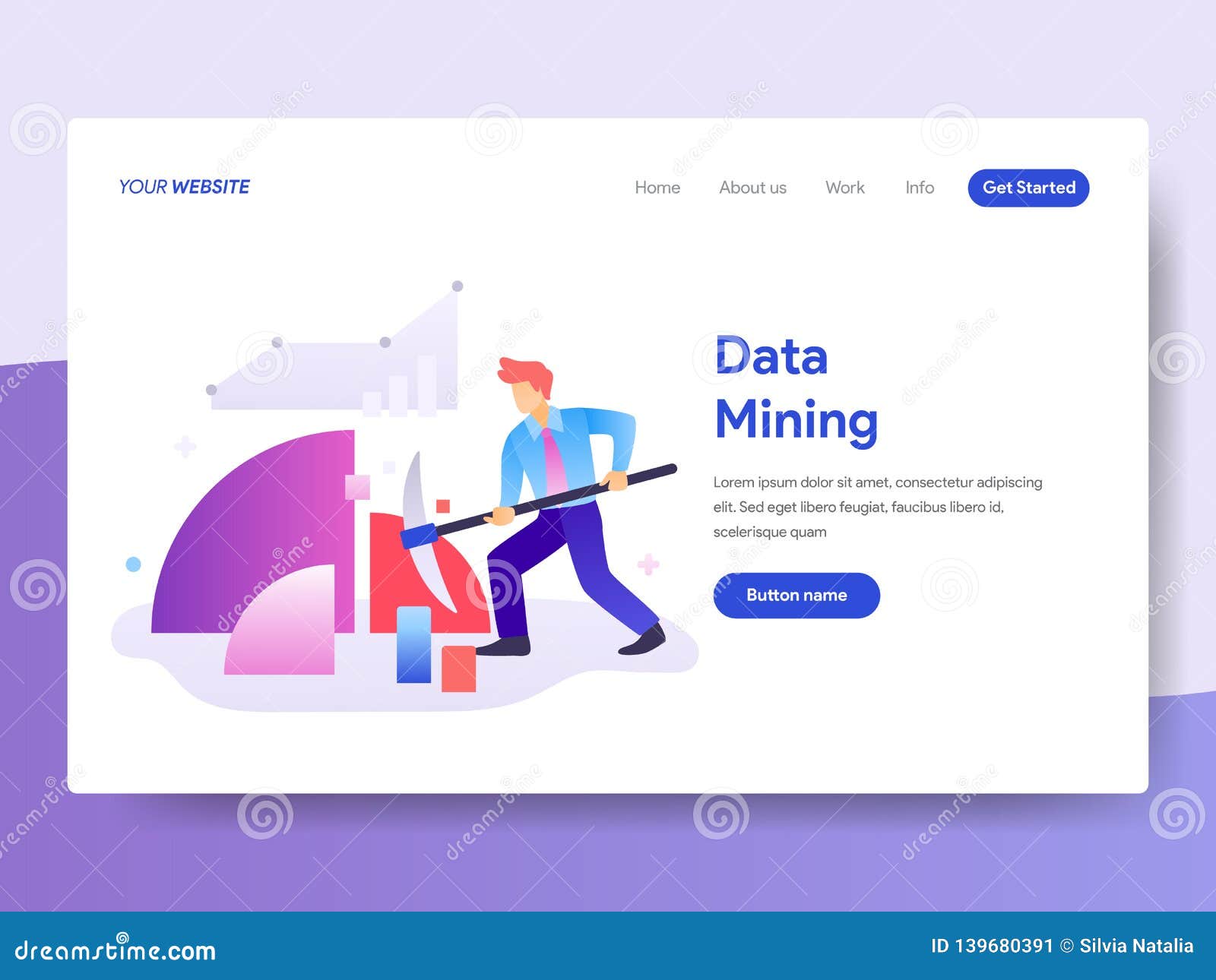 Landing Page Template of Data Mining Concept. Modern Flat Design ...