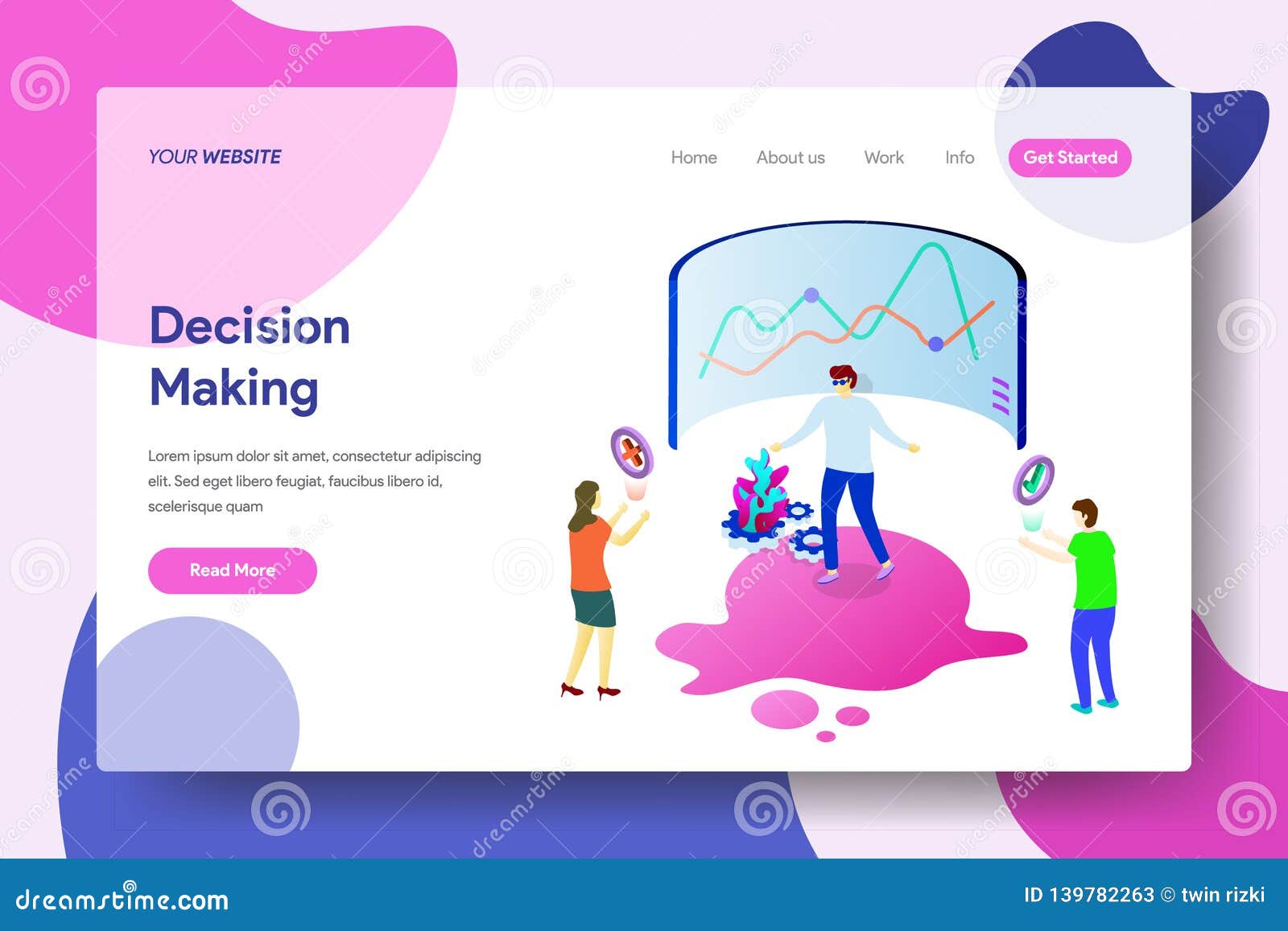Landing Page Template of Decision Making Stock Vector - Illustration of ...