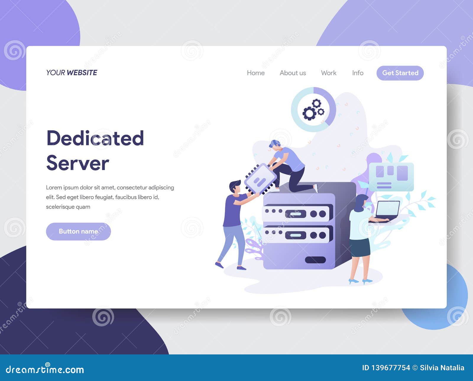Landing Page Template of Dedicated Server Illustration Concept. Modern ...