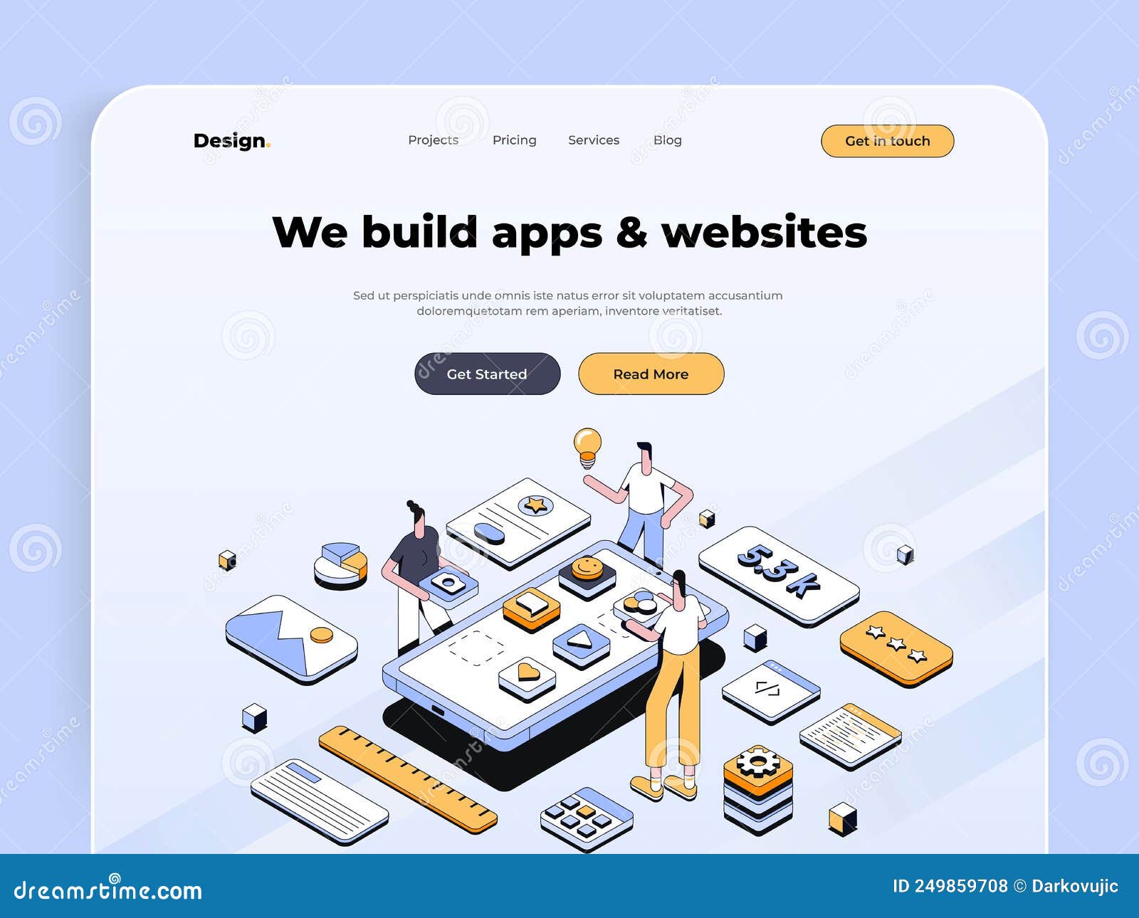 Landing Page Template - Design Studio Stock Vector - Illustration of ...