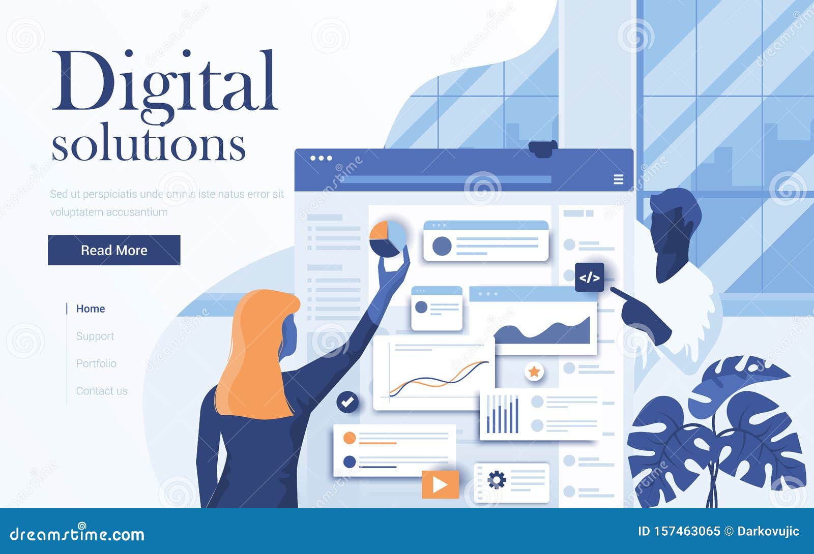 Flat Modern Design Illustration of Digital Solutions Stock Vector ...