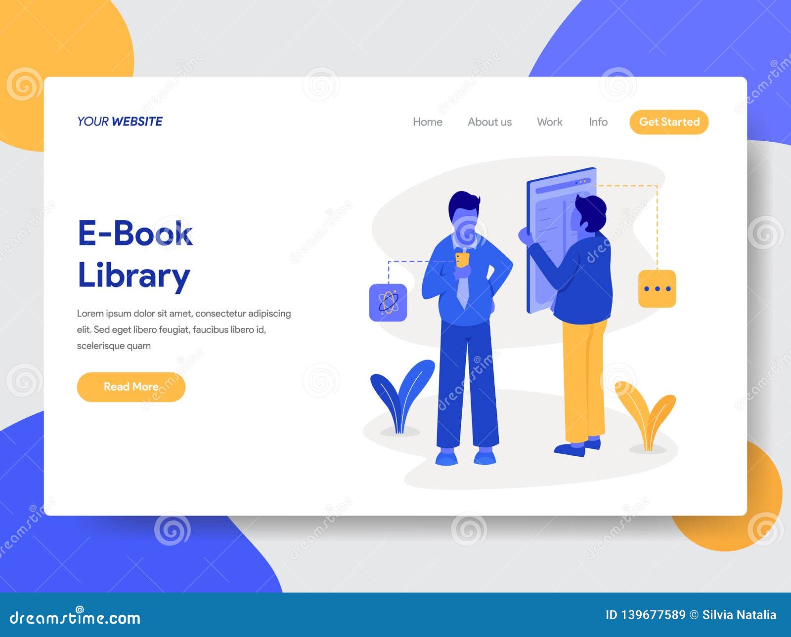 Landing Page Template of E-Book Library Illustration Concept. Modern ...