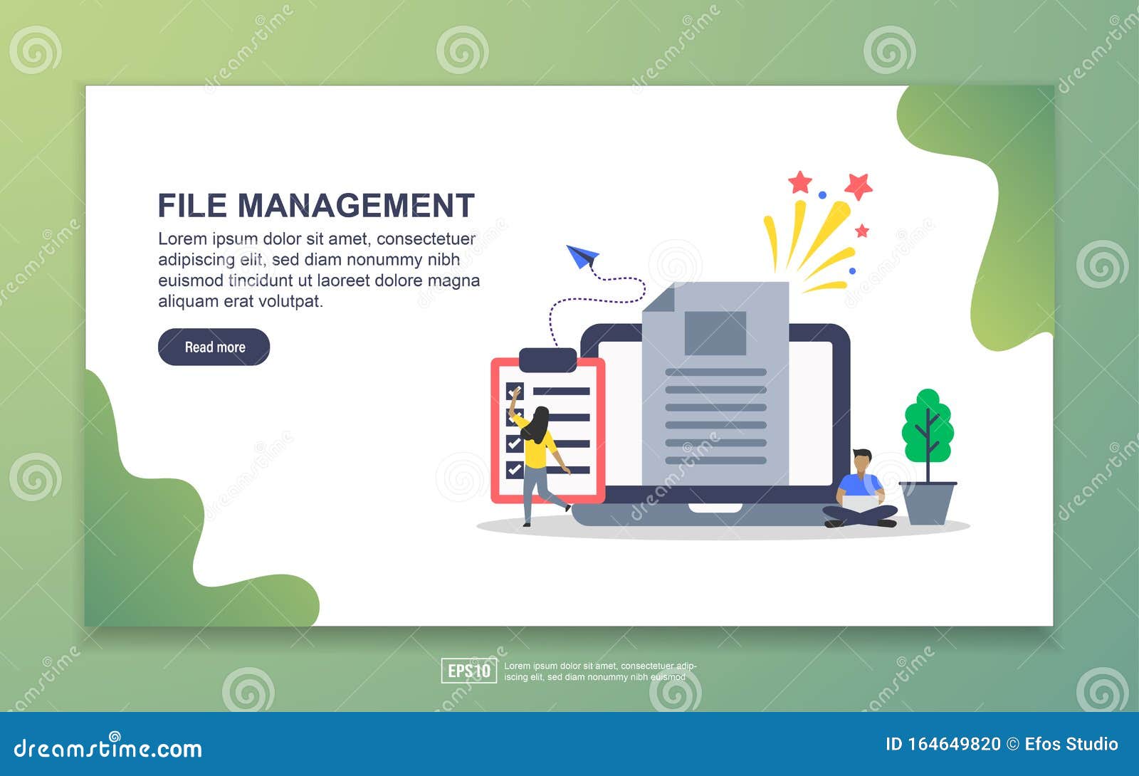 Landing Page Template of File Management. Modern Flat Design Concept of ...